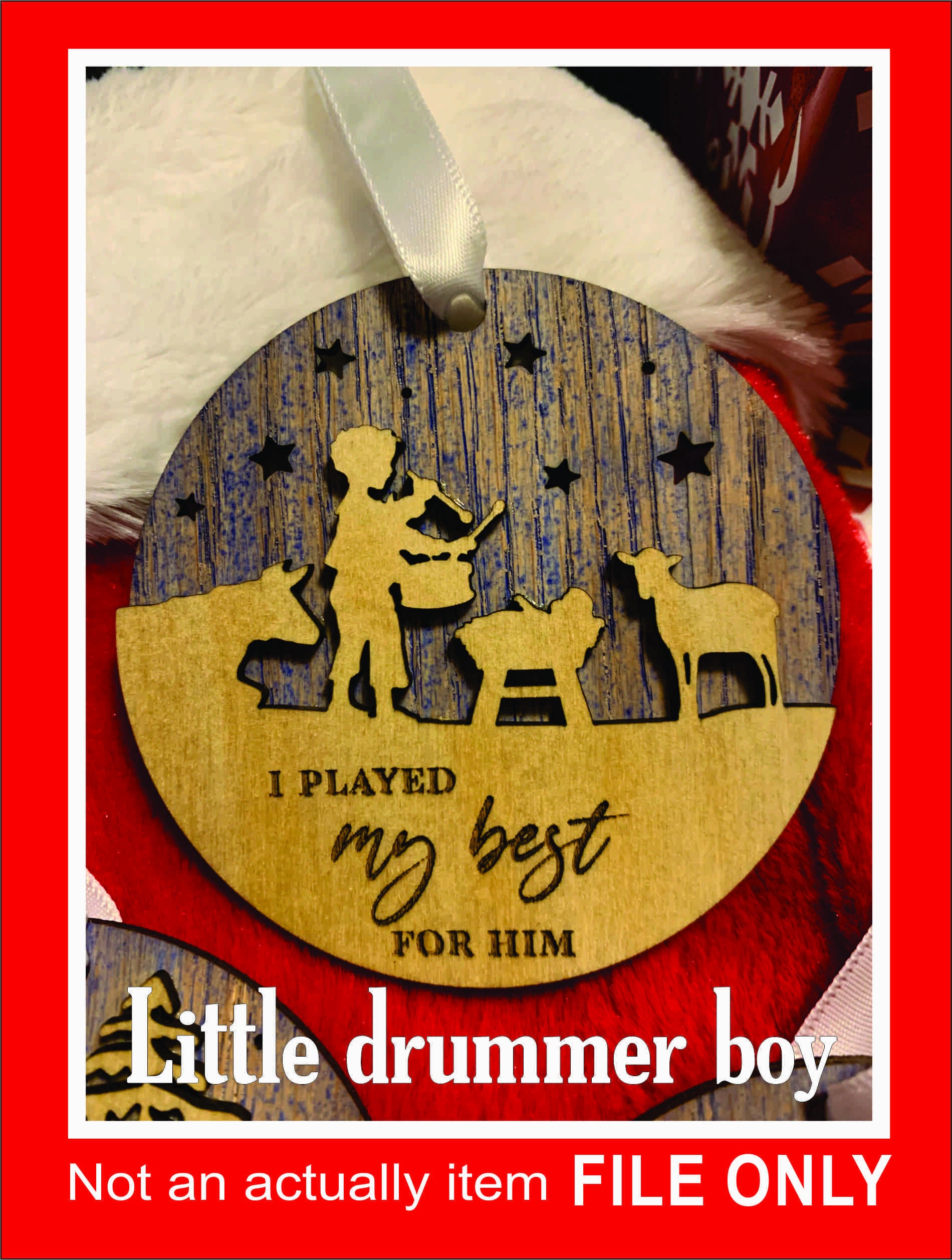 FILE ONLY- Little Drummer Boy Christmas Ornament Laser File, Svg, Pdf ...