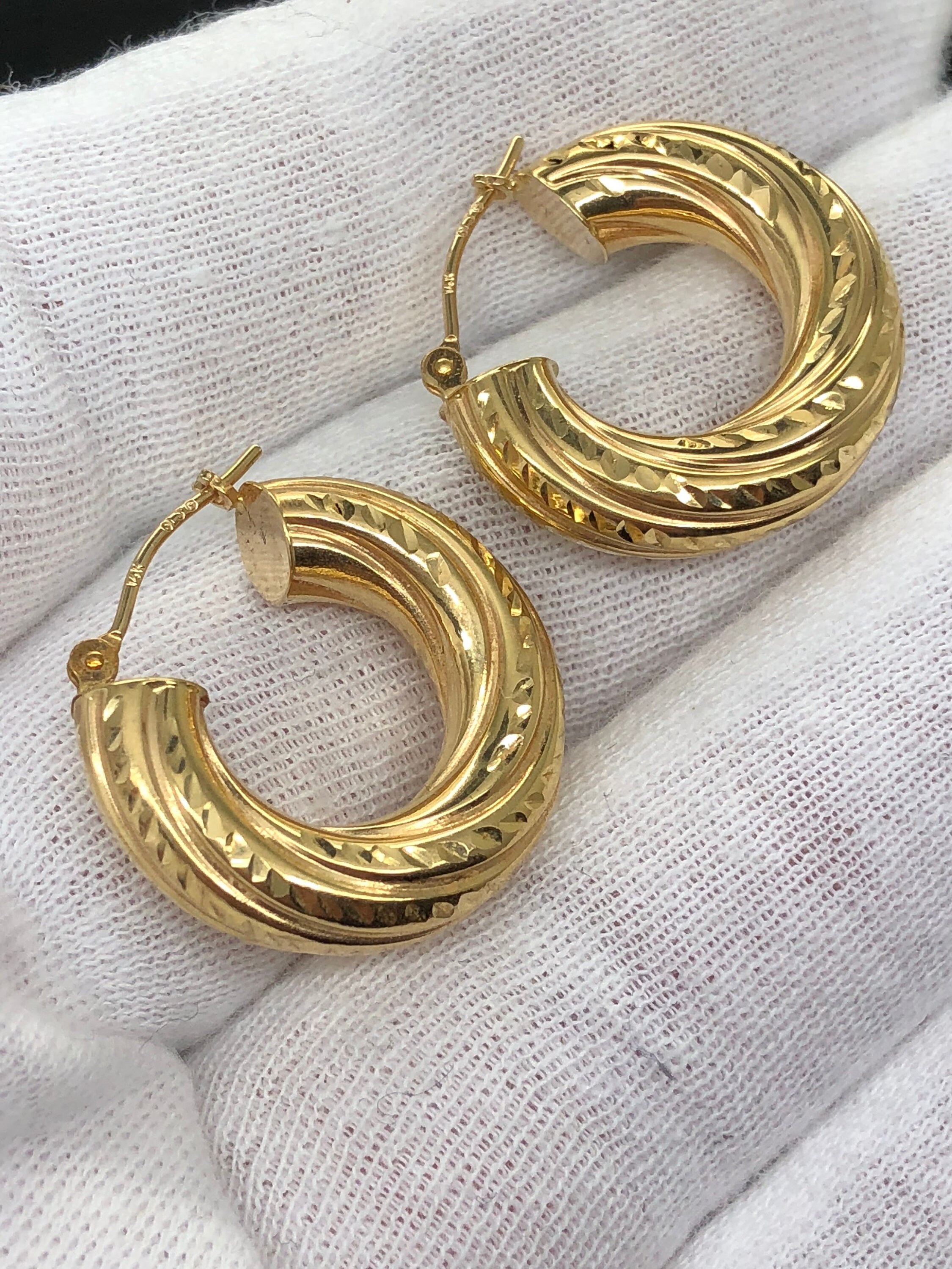Thick gauge 14k designer hoops!
