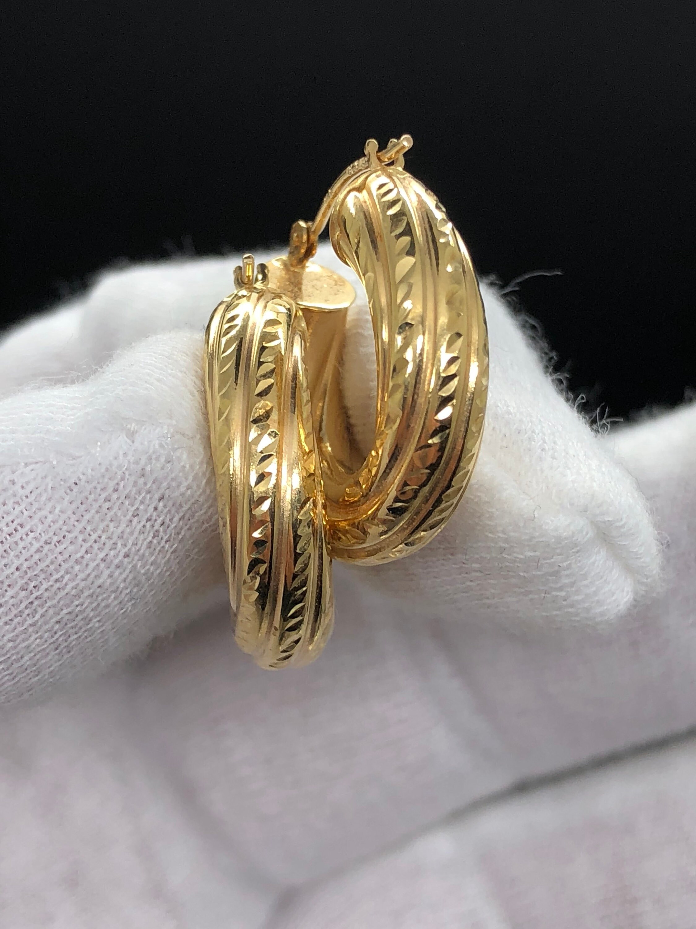 Thick gauge 14k designer hoops!