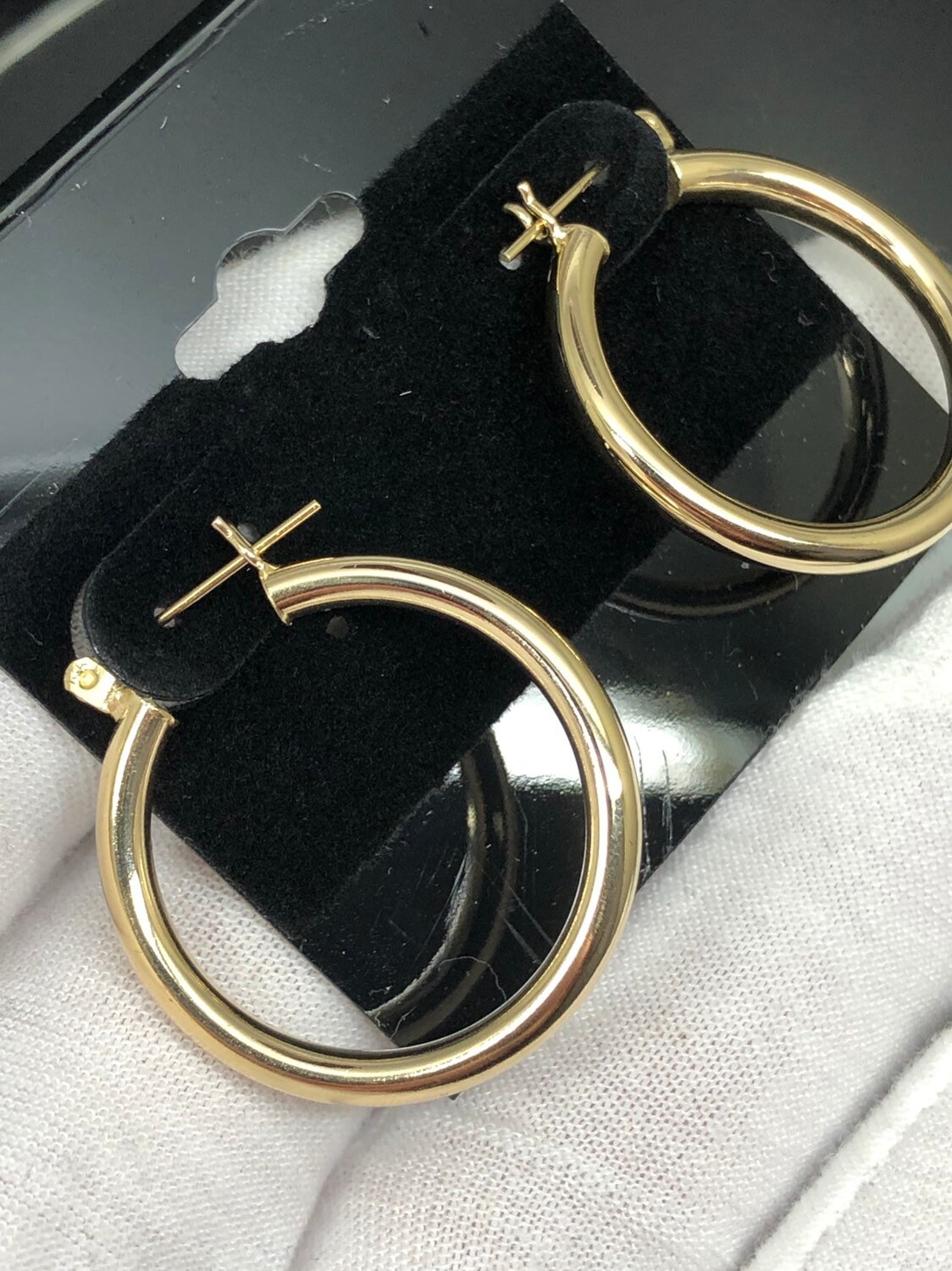 Large 14k gold standard round hoop earring. Yellow gold, polished, 28mm!