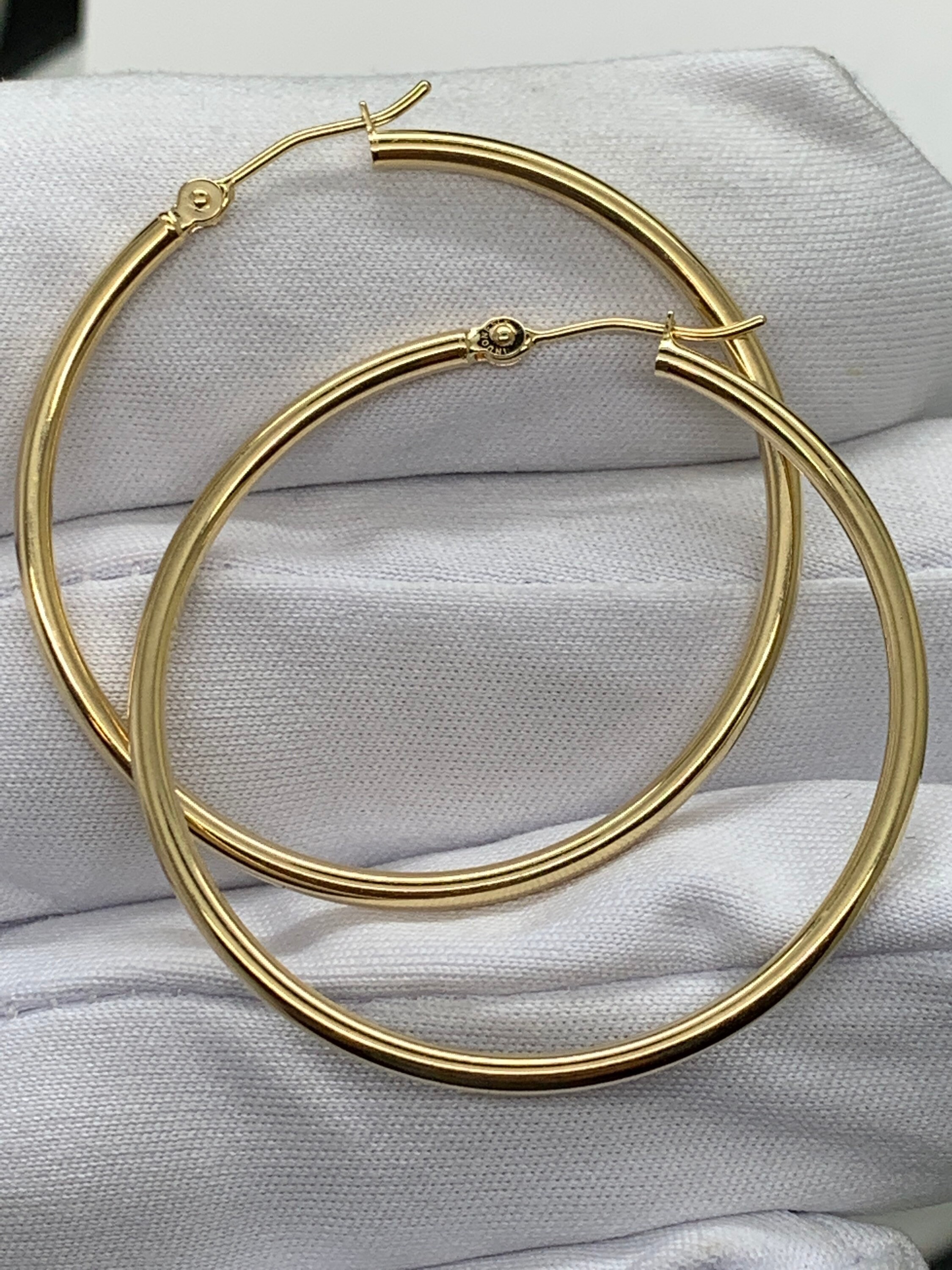 Huge 40mm 14k Gold Hoops New Yellow Gold Earrings Huge 40mm 14k Gold Hoops New Yellow Gold Earrings