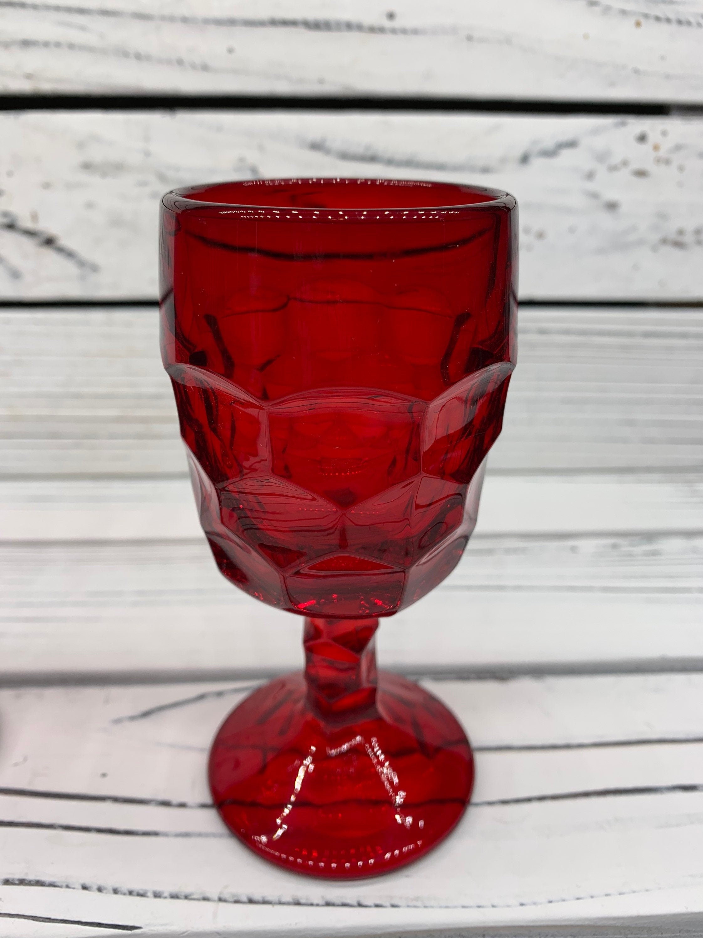 Vintage Red Goblets, Lot of 4 Ruby Red Cups With Design, Vintage Red ...