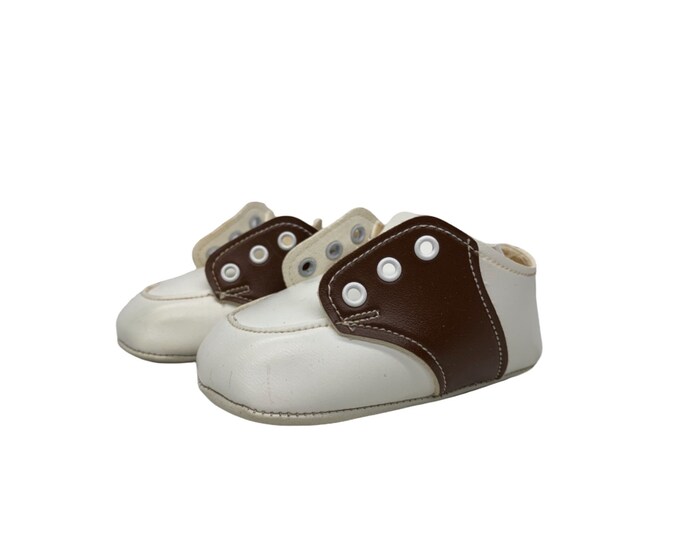 Vintage Baby Booties by Wee Walker, Leather Cream and Brown Saddle ...