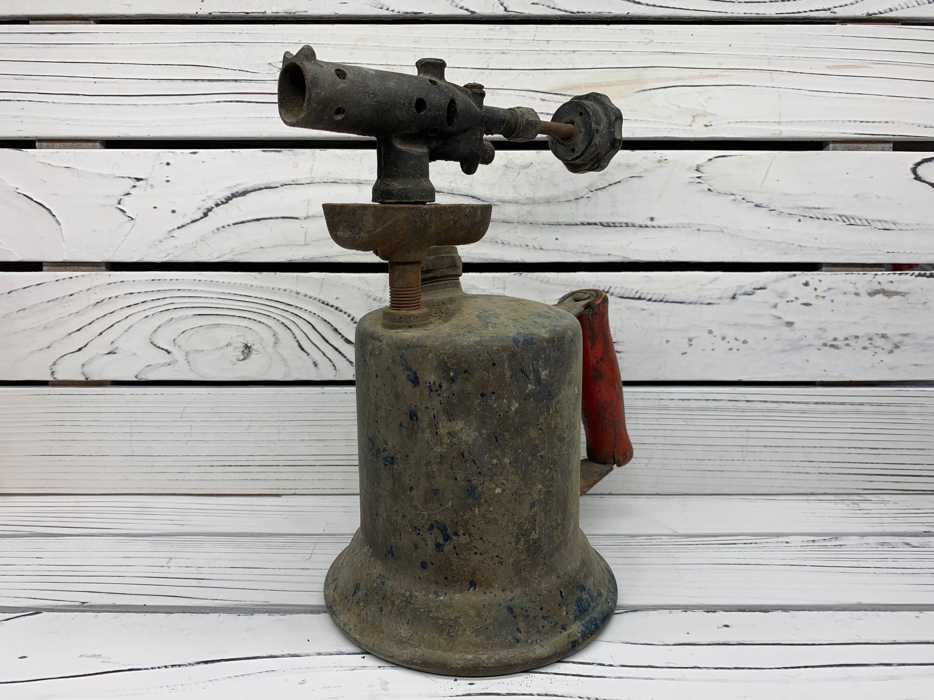 Vintage Brass Blow Torch, Antique Blowtorch With Red Handle, Industrial ...