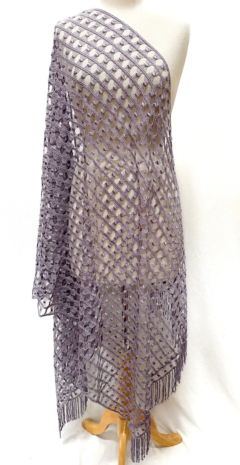 Open Weave Crocheted Shawl Scarf Wrap Runner With Fringe Lavender - Etsy