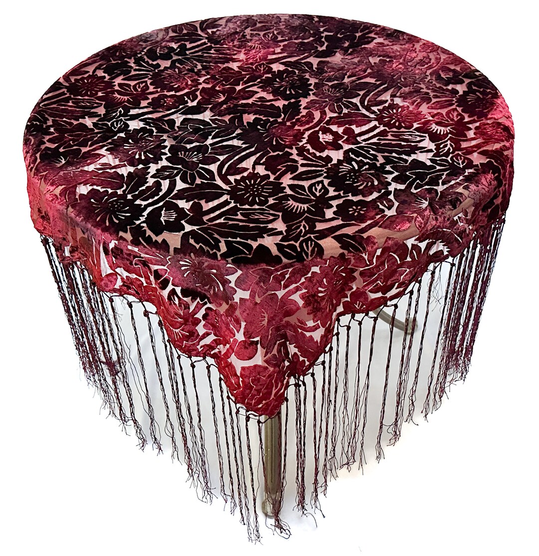 Classic Floral Burnout Cut Devore Velvet Gypsy Piano Shawl Scarf Stole ...