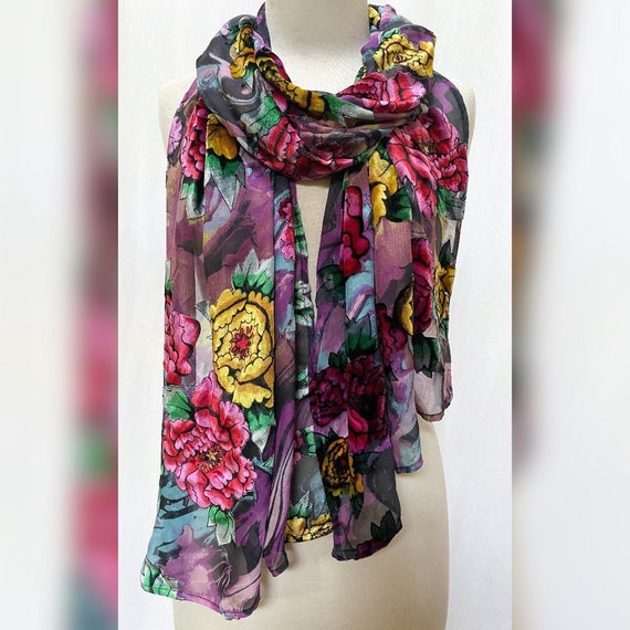 Floral Medley Burnout Cut Velvet Devore Stole Wrap Shawl Scarf - Etsy
