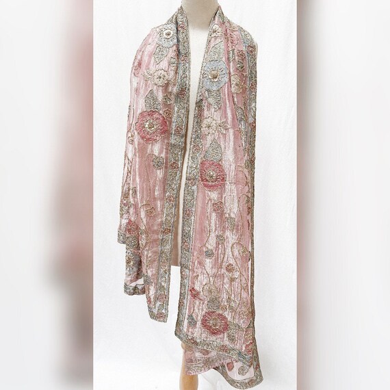 Vintage Hand Embroidered Silk Tissue Bridal Shawl Scarf Wrap - Etsy