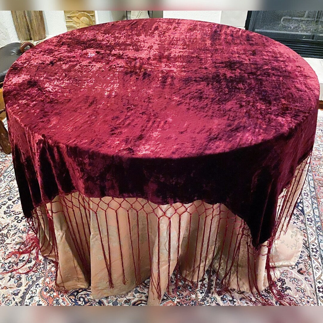 Hand Dyed Velvet 64” Table Topper Tablecloth Throw Oversized Piano ...
