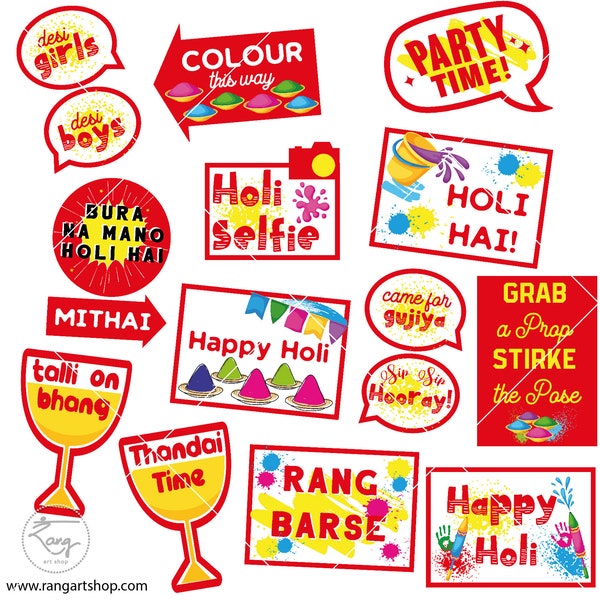 Holi Photo Booth Prop Photobooth Props Printable Bollywood Party Indian ...