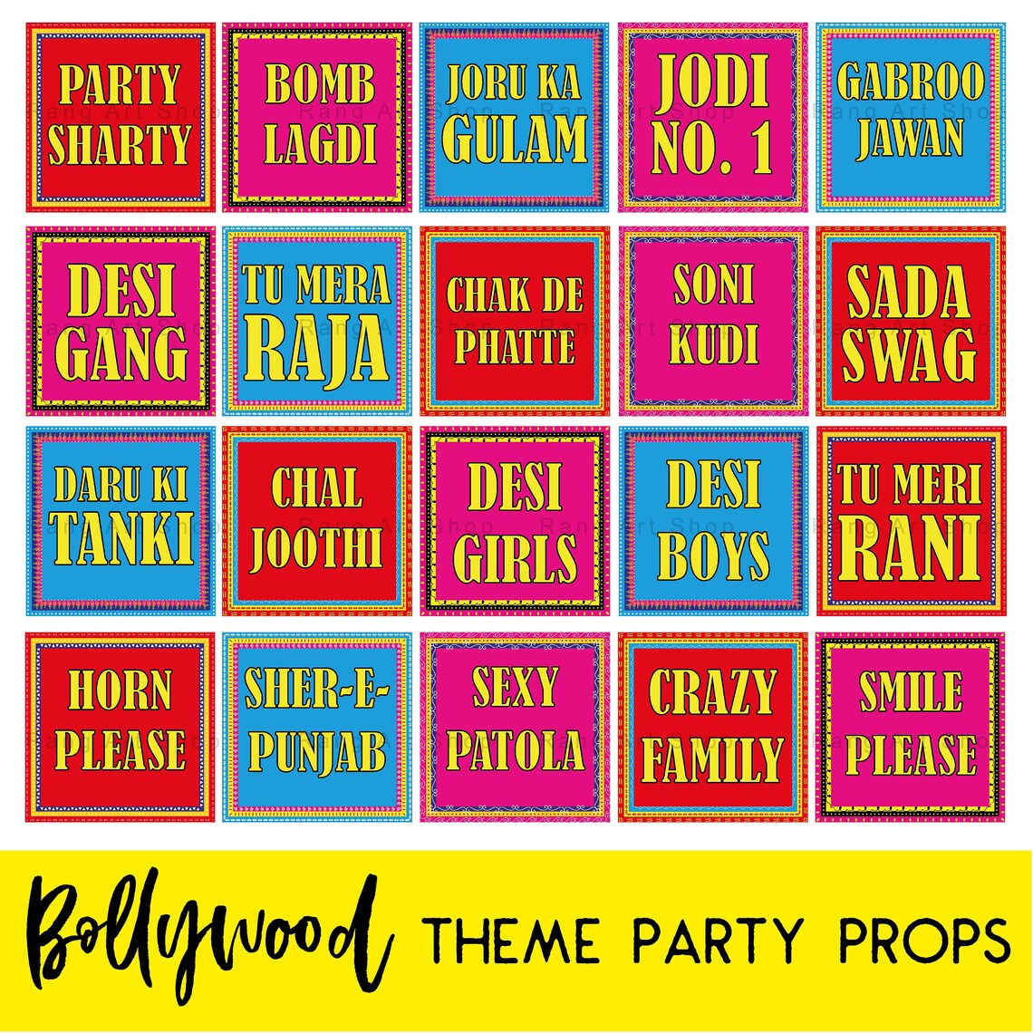 Punjabi Slang Photobooth Props -punjabi Party - Bollywood Party ...