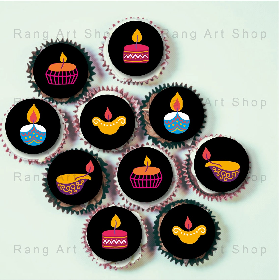 Diwali Cupcake Toppers Diwali Decorations Diwali Props - Etsy