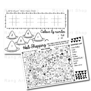 Holi Activity Pages - Colouring Activity Page - Printable Holi Favour ...