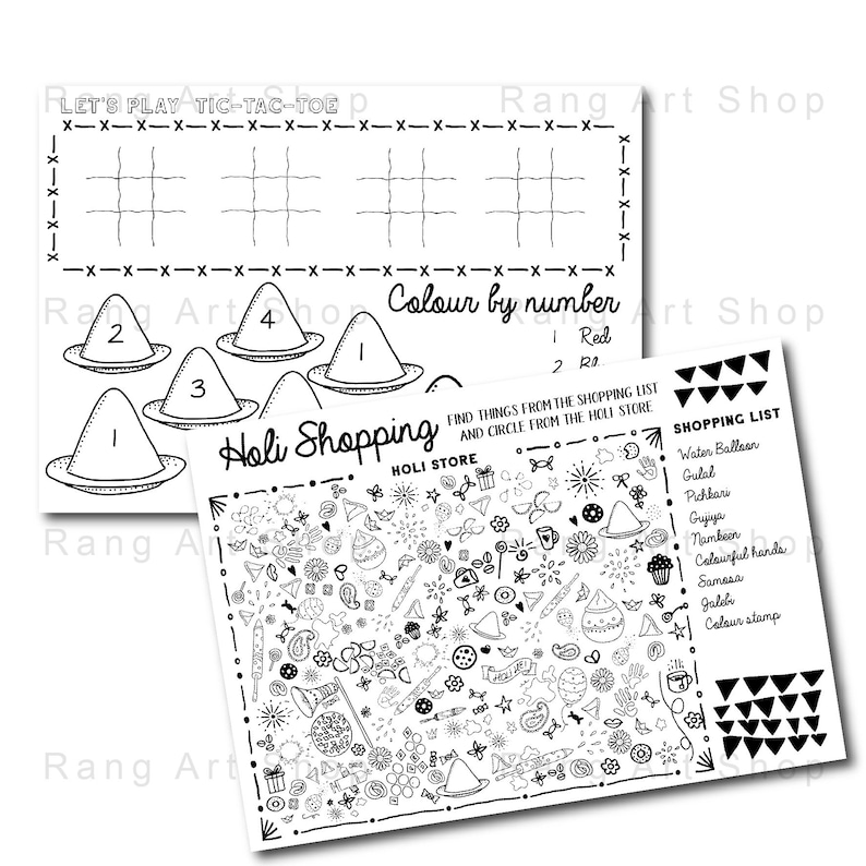 Holi Activity Pages Colouring Activity Page Printable Holi Favour Kids ...