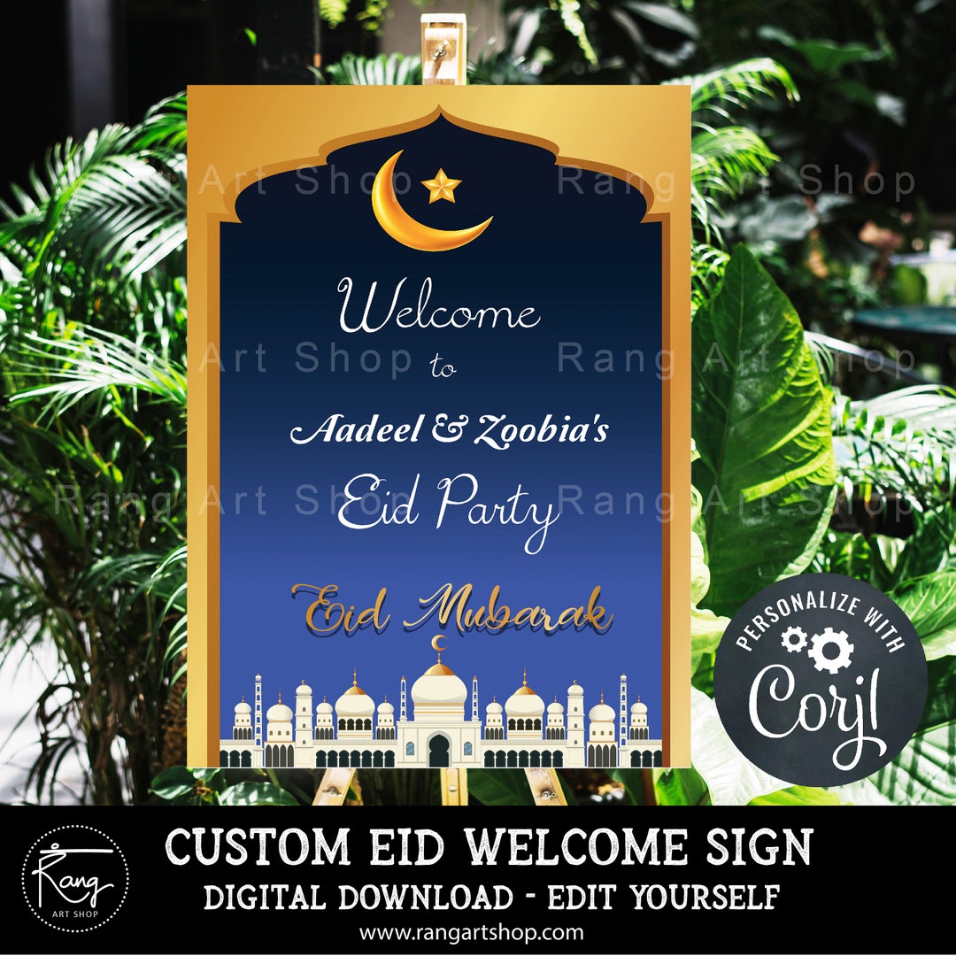 Custom Eid Welcome Sign / Poster - Eid Mubarak Board - Eid Party Entry ...