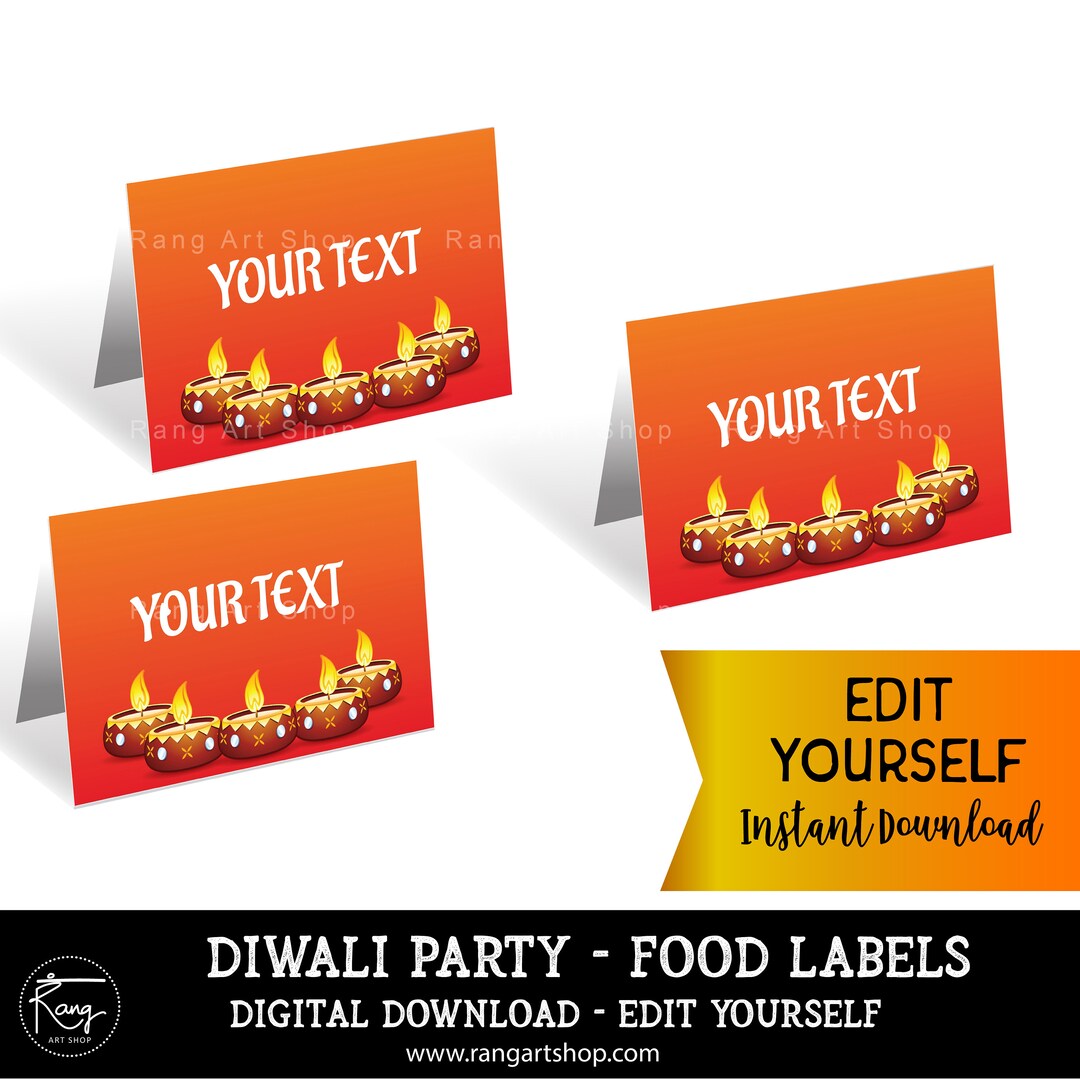 Diwali Editable Food Labels - Diwali Tent Card - Diwali Party Buffet ...