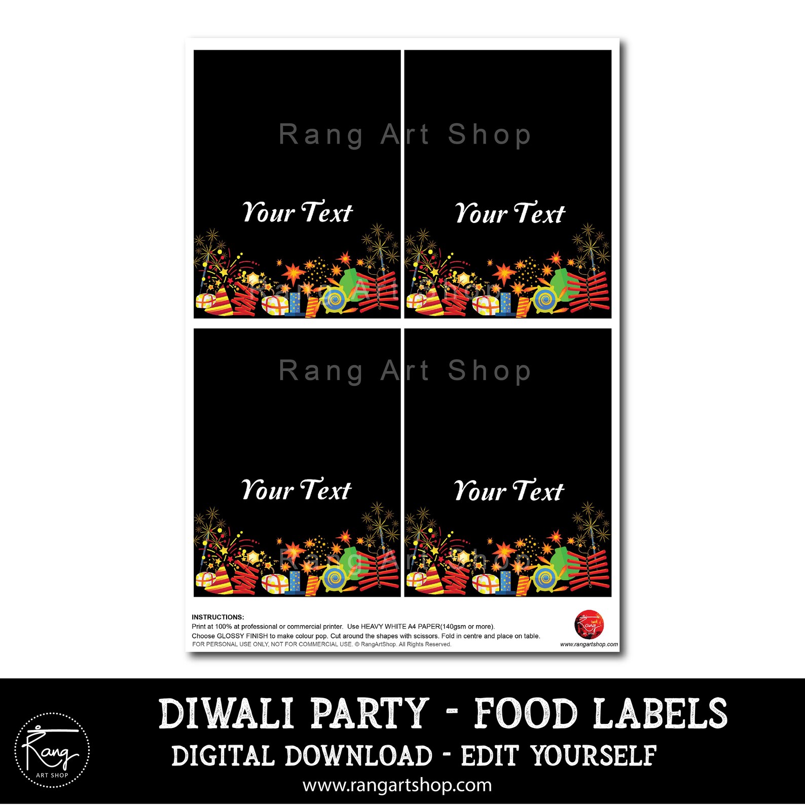 Diwali Editable Food Labels - Diwali Tent Card - Diwali Party Buffet ...
