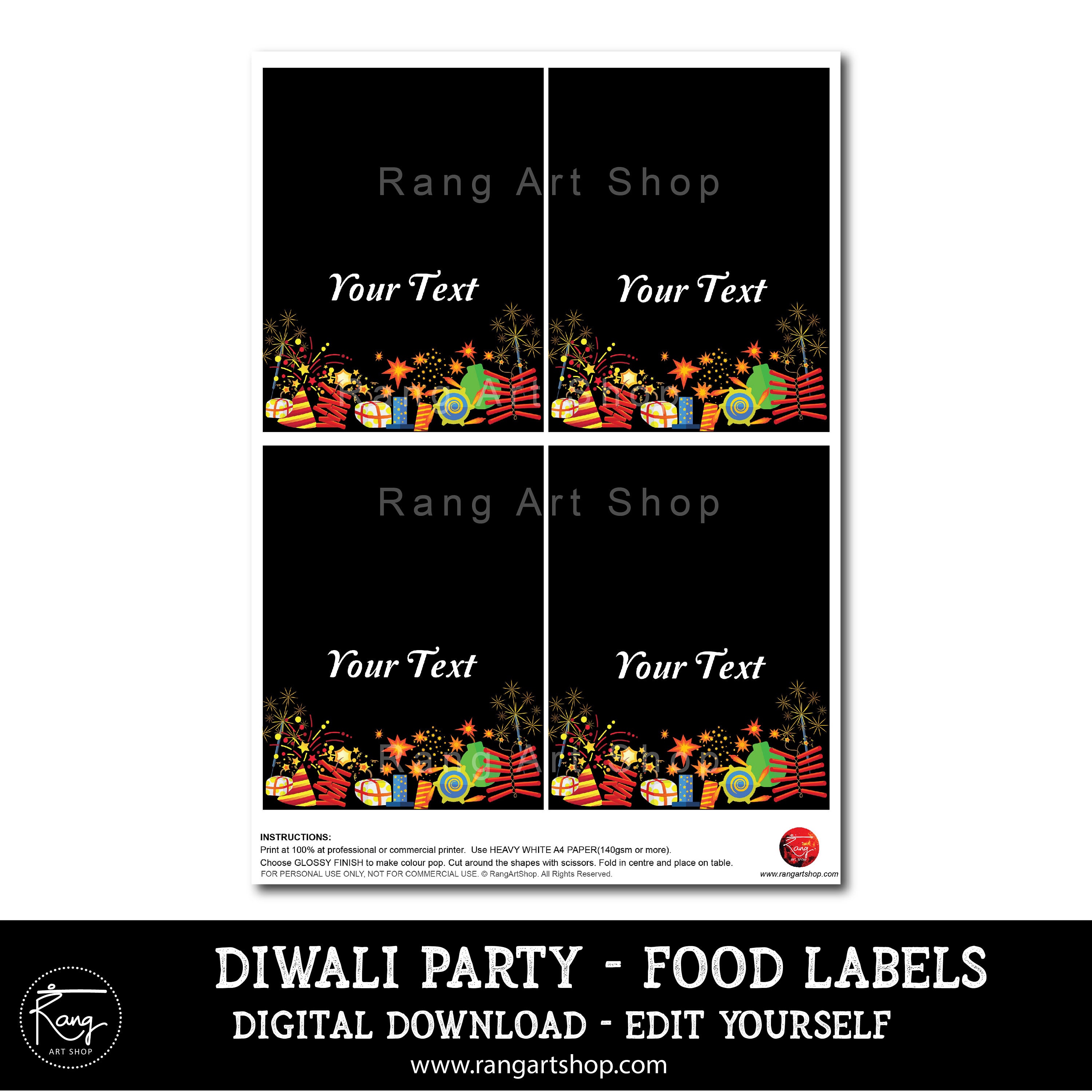 Diwali Editable Food Labels - Diwali Tent Card - Diwali Party Buffet ...