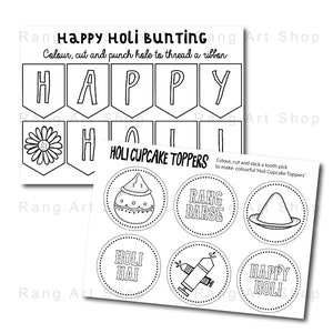 Holi Activity Pages - Colouring Activity Page - Printable Holi Favour ...