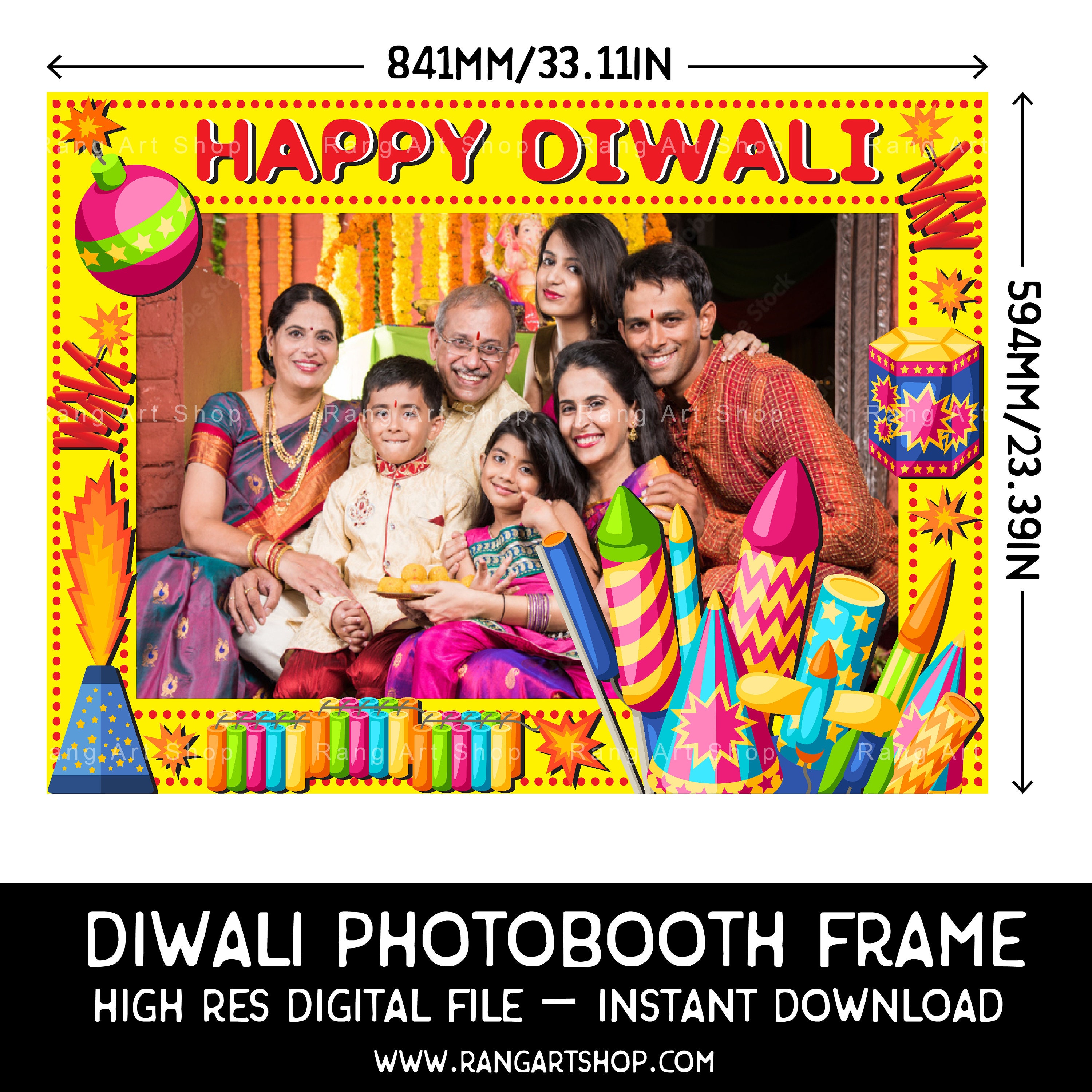 Happy Diwali Party Photobooth Frame Indian Printed Custom Selfie Frame ...