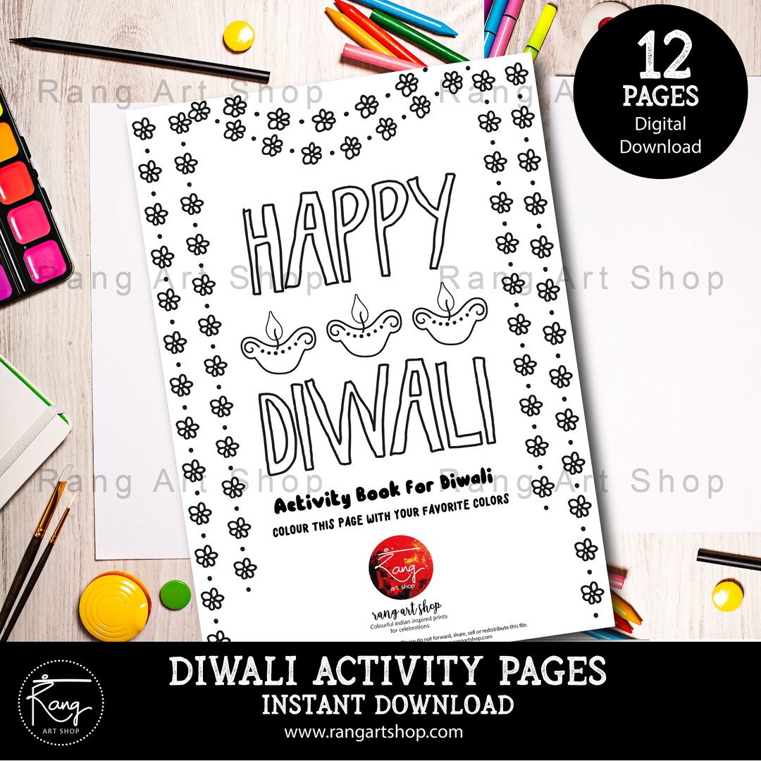 Diwali Activity Pages for Kids - 12 Pages - Diwali Colouring Pages ...