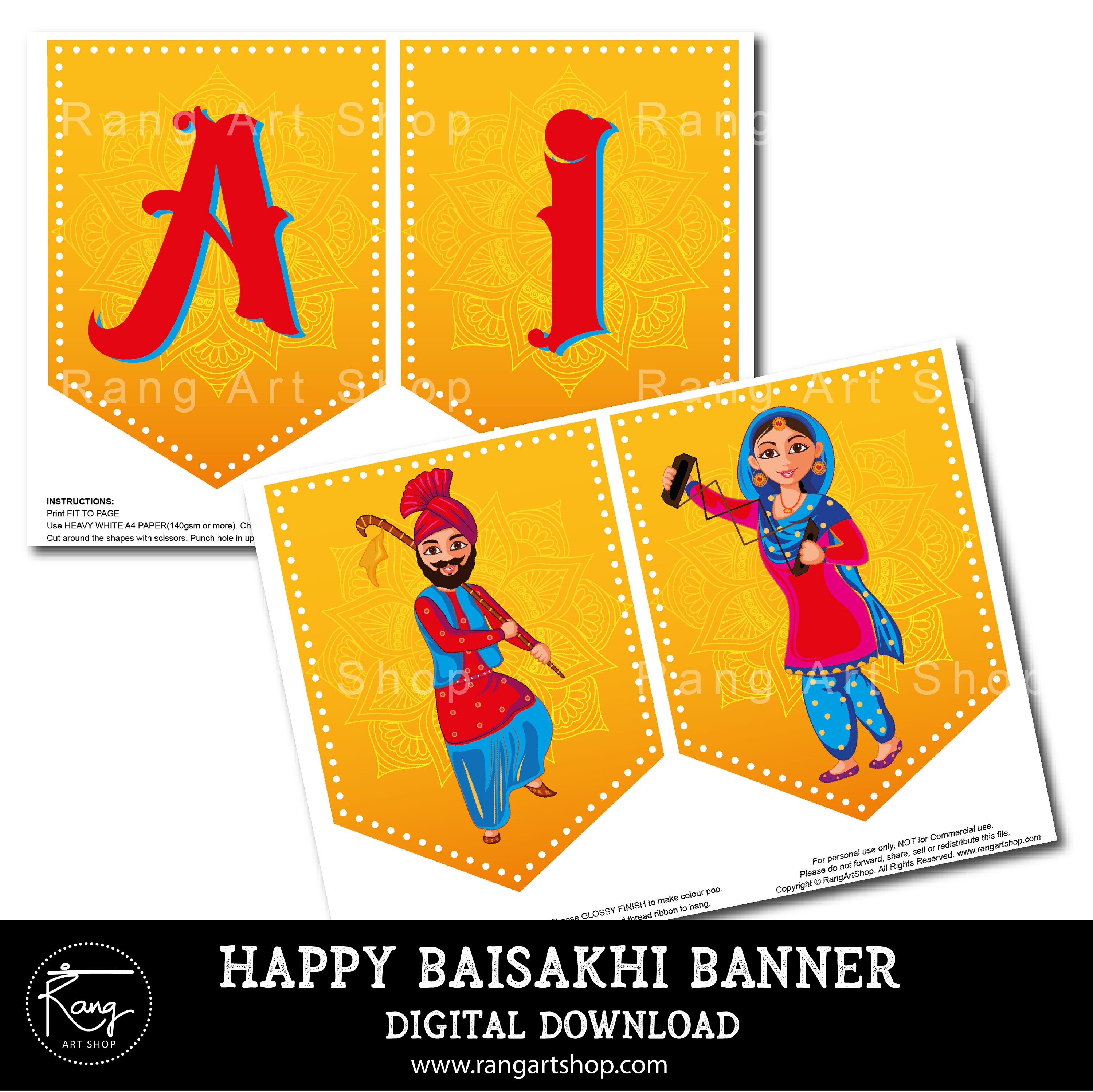Happy Vaisakhi or Baisakhi Banner Punjabi Party Decoration - Indian ...
