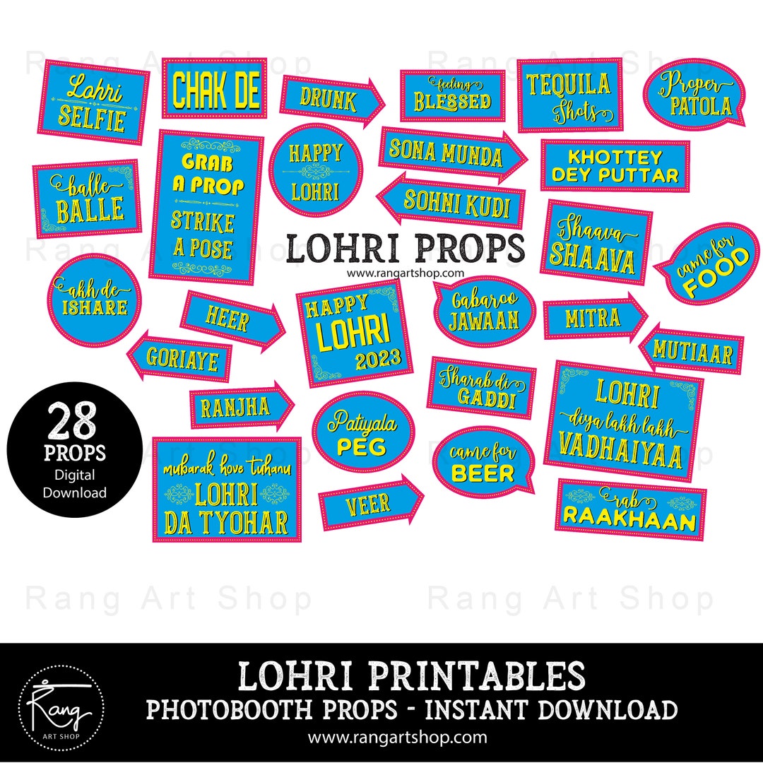 Lohri Photo Booth Props - Bollywood Theme Props -indian Festival ...
