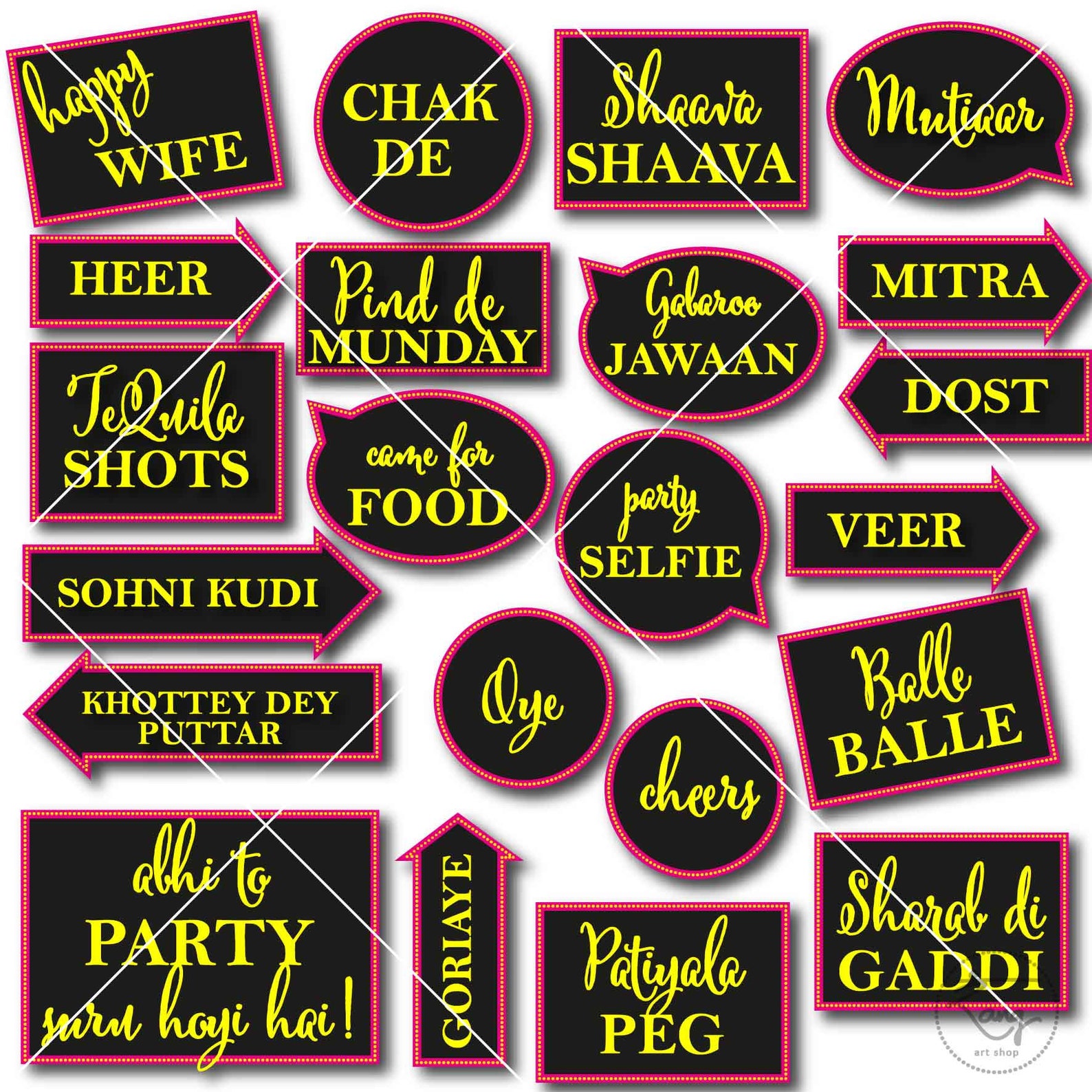 Bollywood Photobooth Props - 30 Printable Photobooth Props- Indian ...