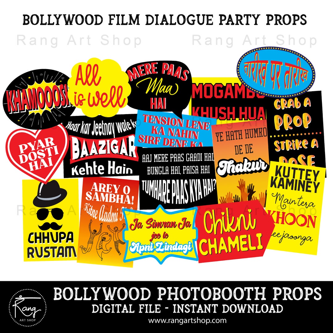 Bollywood Film Dialogue Photo Booth Props - 15 Props- Indian ...