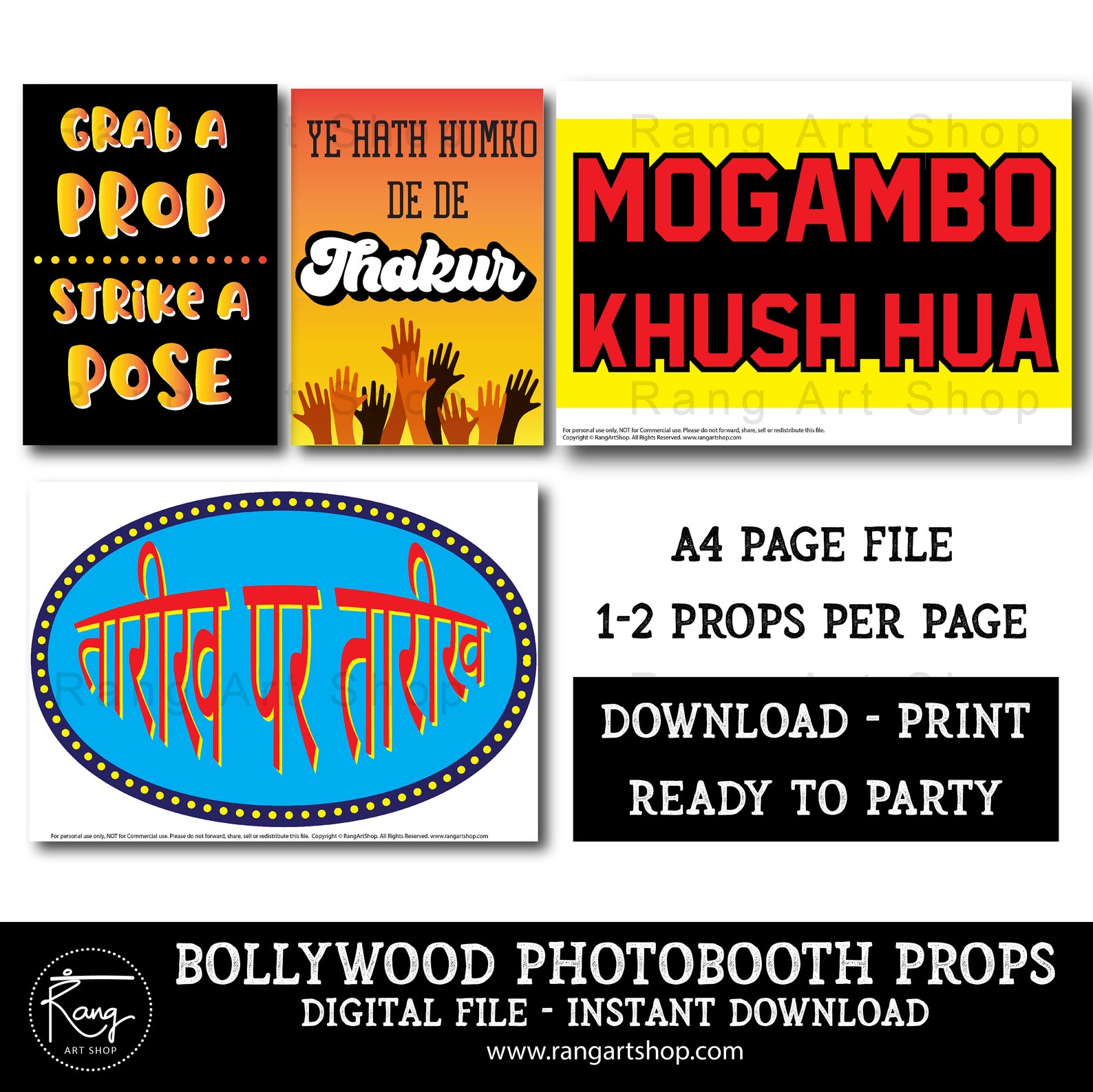 Bollywood Film Dialogue Photo Booth Props - 15 Props- Indian ...