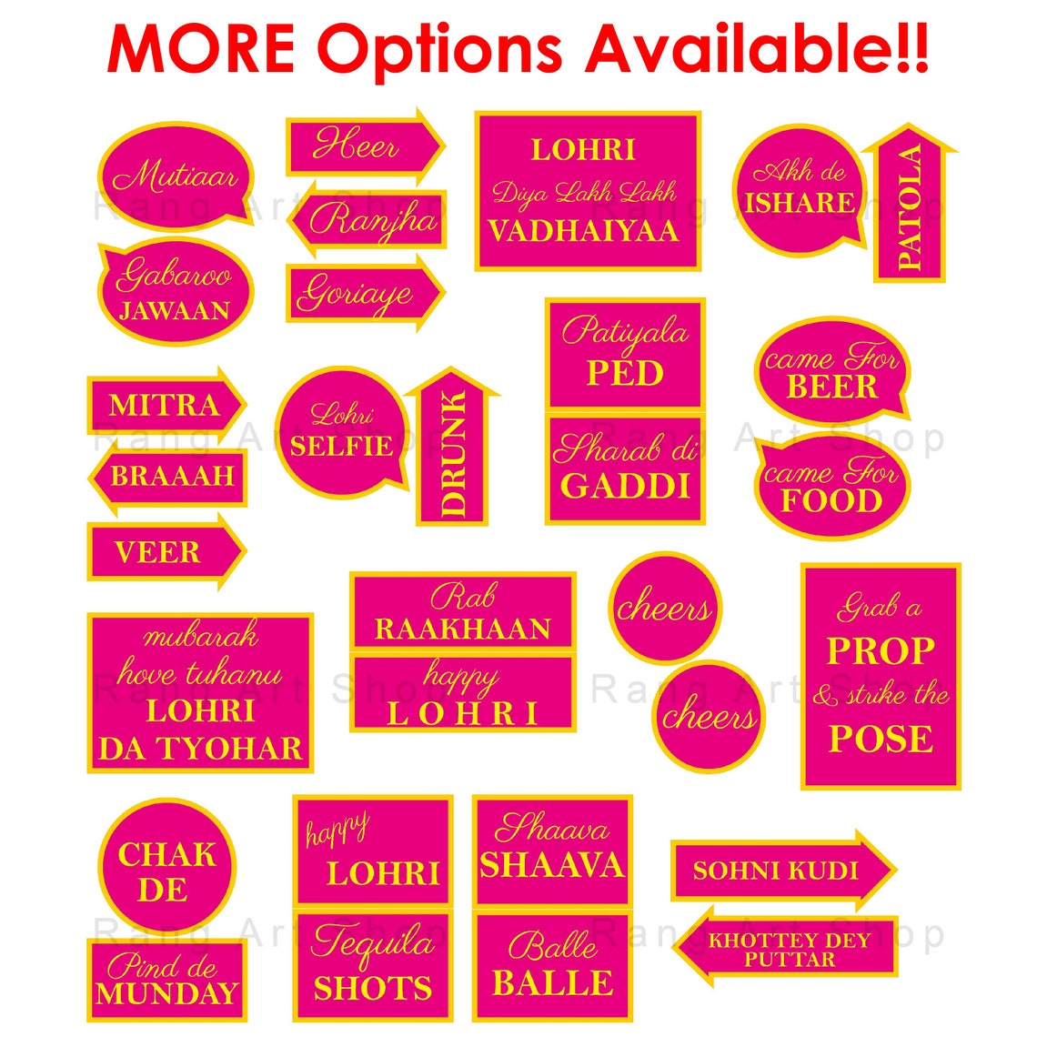 Lohri Photo Booth Props - 30 Bollywood Theme Props -indian Festival ...