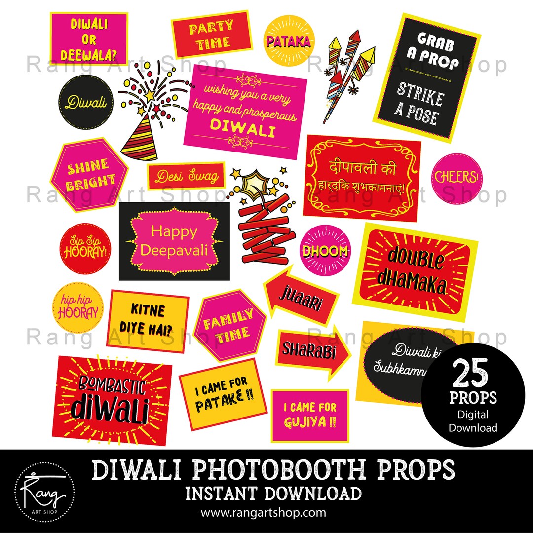 Diwali Photo Booth Prop - 25 Photobooth Props Printable - Indian Themed ...