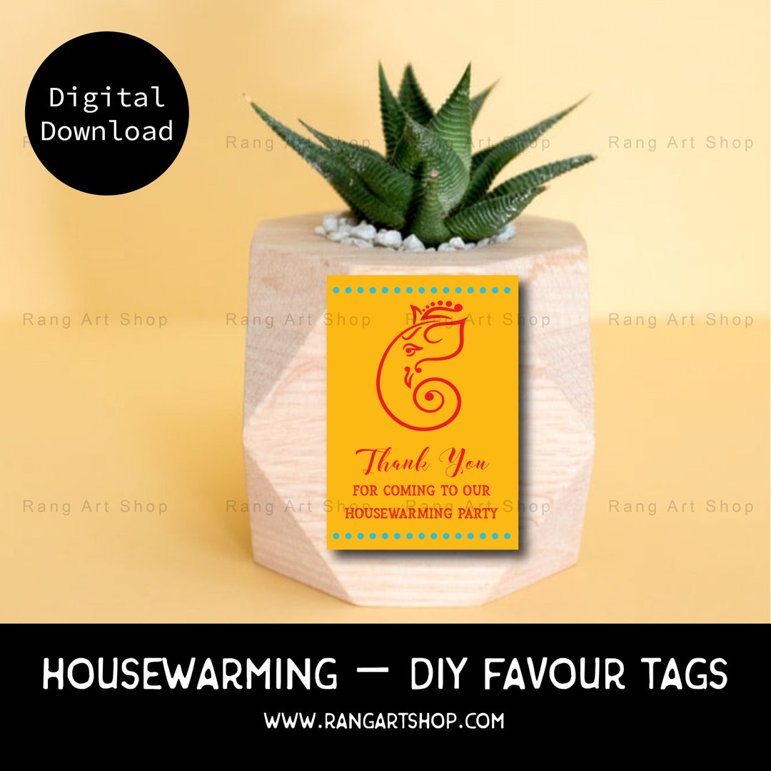 Housewarming Thank You Note - Housewarming Party Favour Tags - Desi ...