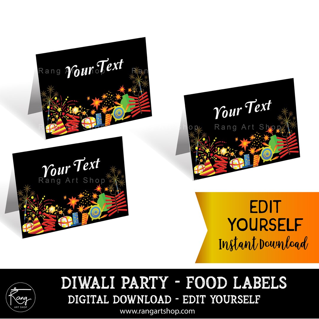Diwali Editable Food Labels - Diwali Tent Card - Diwali Party Buffet ...