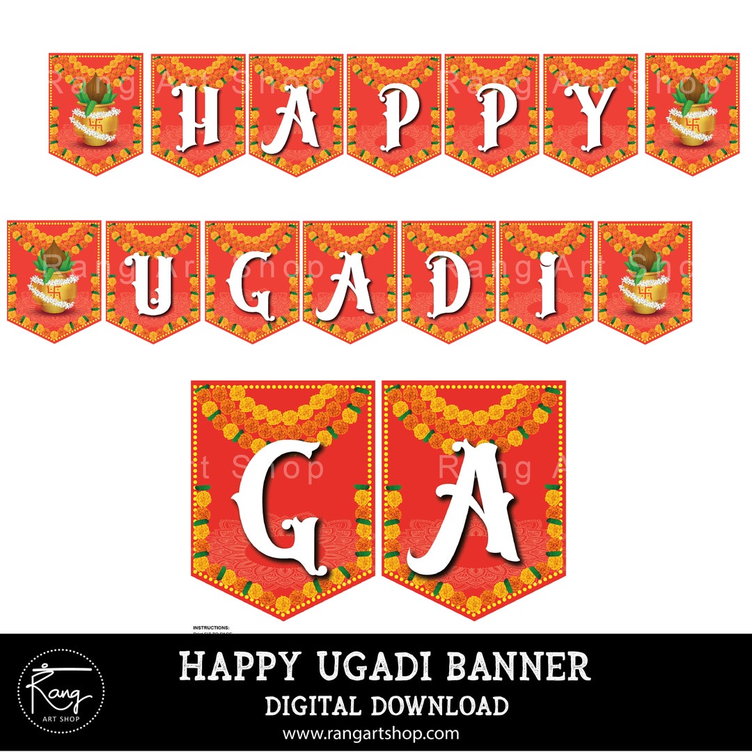 Happy Ugadi Banner - Yugadi New Year - Indian Festival Colourful Door ...