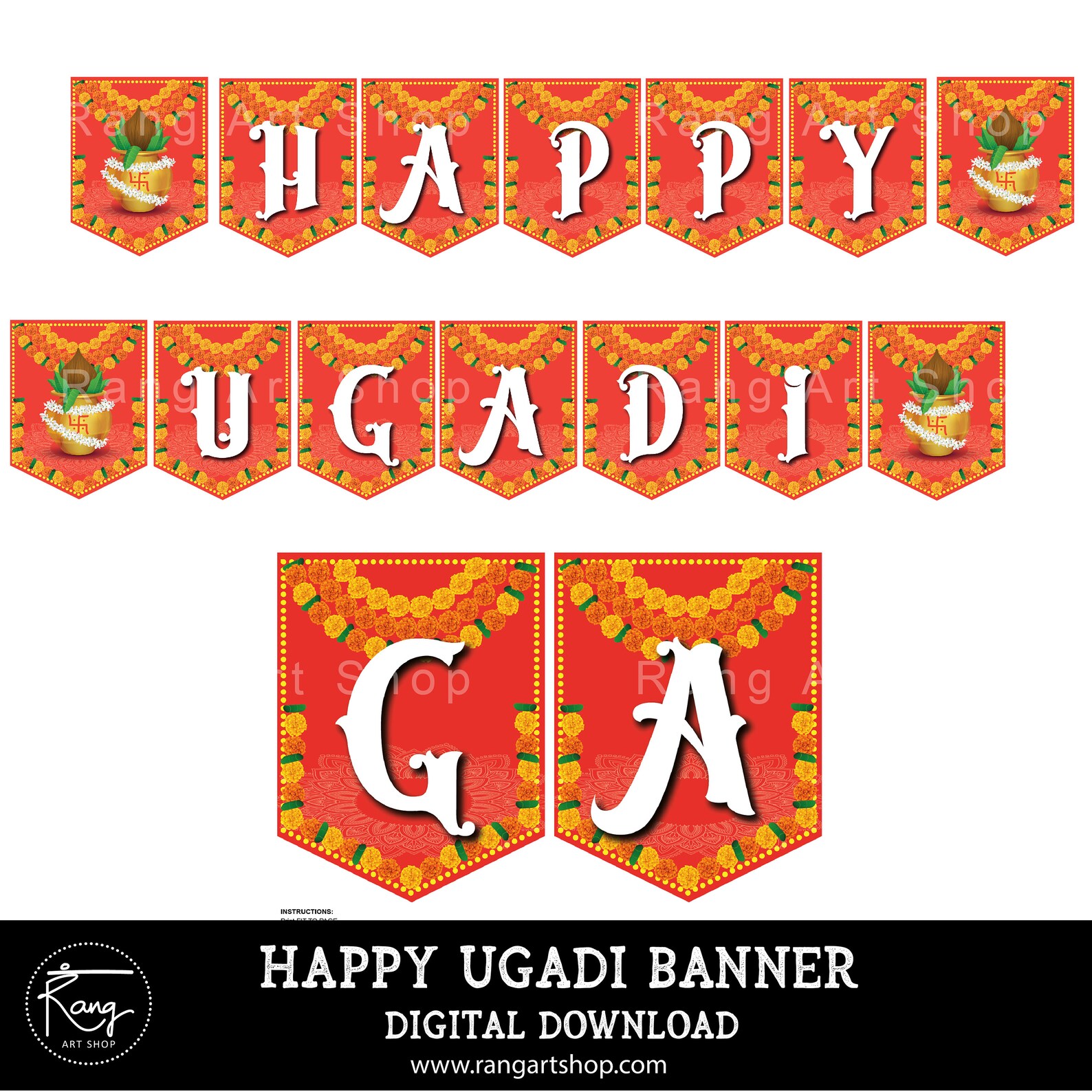 Happy Ugadi Banner - Yugadi New Year - Indian Festival Colourful Door ...