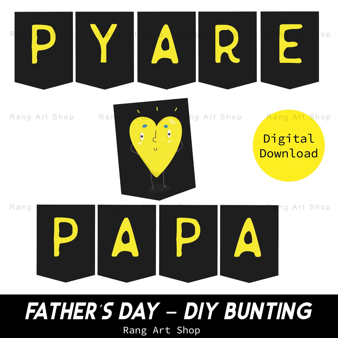 Father's Day Bunting 'pyare Papa' - Indian - Desi - Hindi - Father's ...
