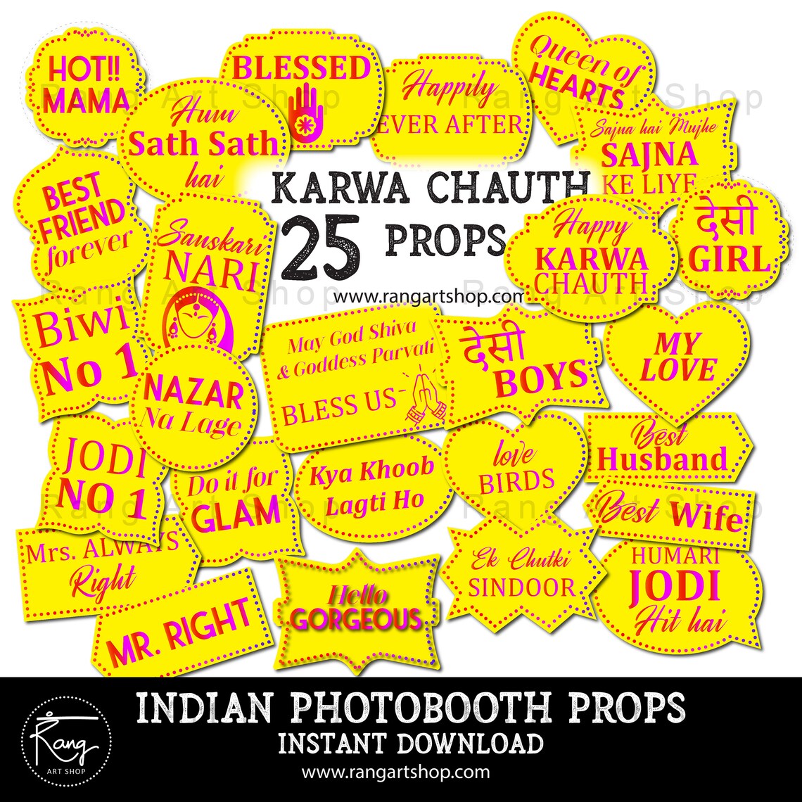 Karwachauth Puja Desi Props for Karwa Chauth Indian Party Photobooth ...