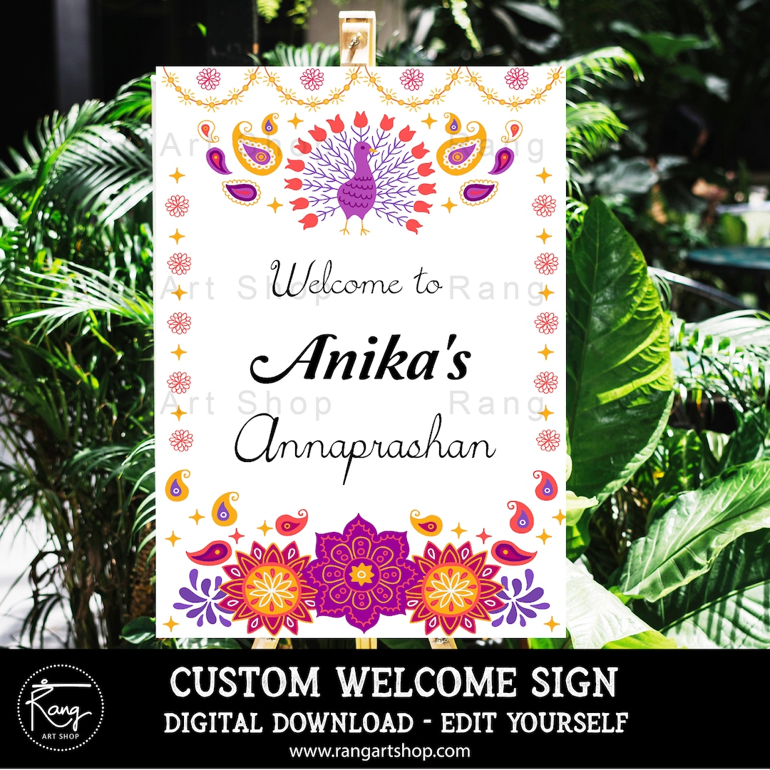Custom Indian Welcome Sign - Annaprashan, Haldi Mehendi, Indian Wedding ...