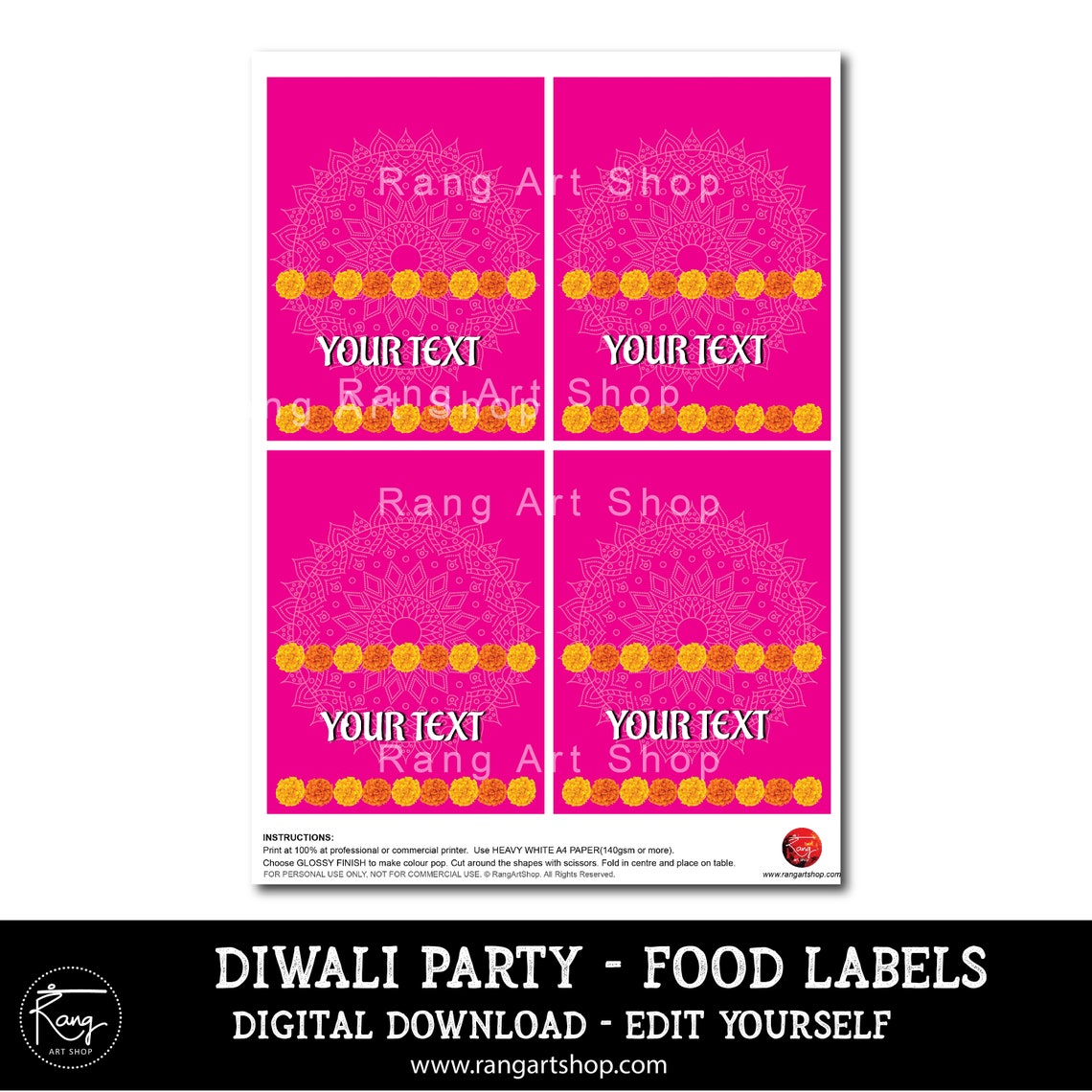 Diwali Editable Food Labels Diwali Tent Card Diwali Party Buffet Card ...