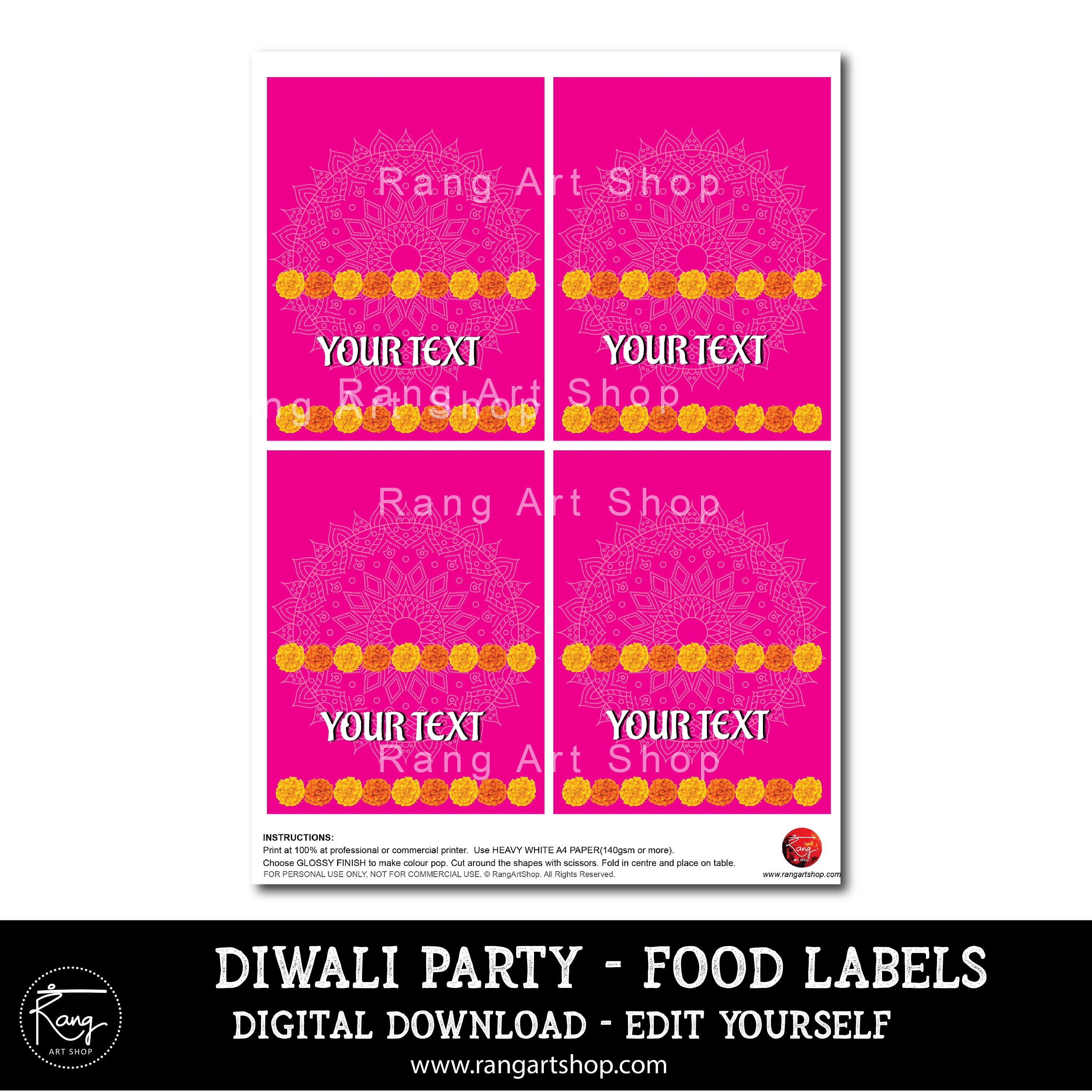 Diwali Editable Food Labels - Diwali Tent Card - Diwali Party Buffet ...