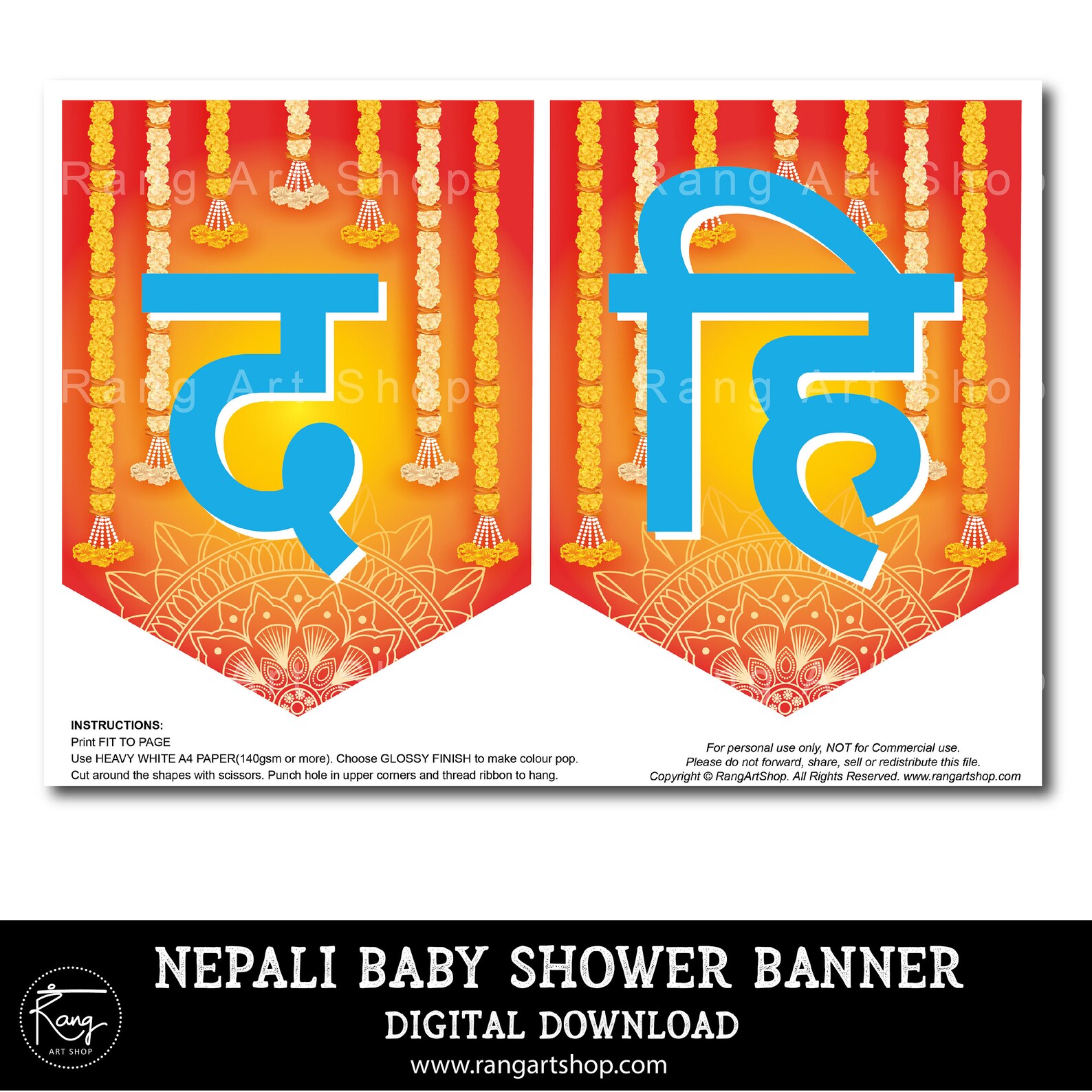 Nepali Baby Shower Banner - Hindi Dahi Dahi Chiura Celebration Bunting ...