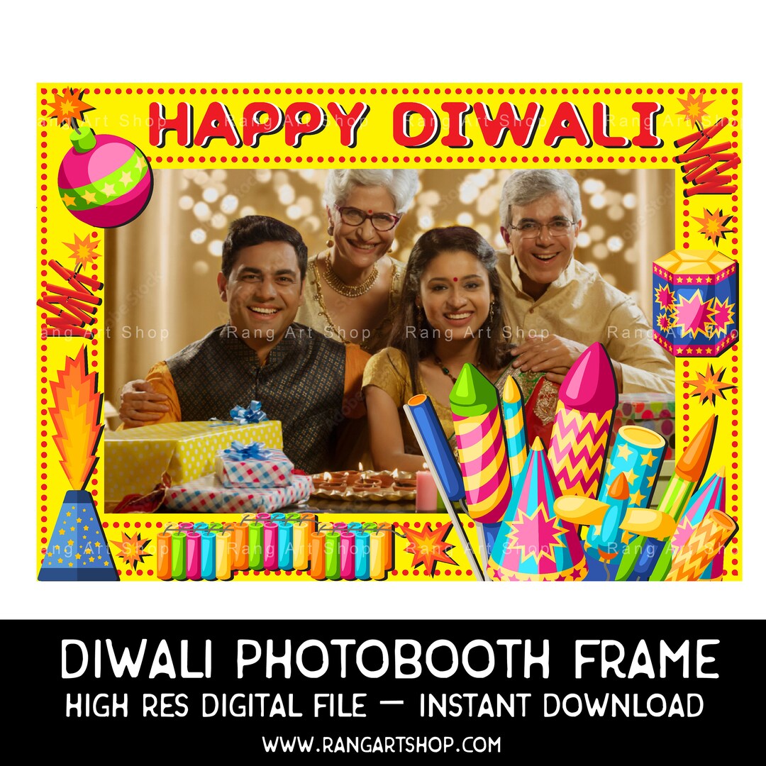 Happy Diwali Party Photobooth Frame Indian Printed Custom Selfie Frame ...