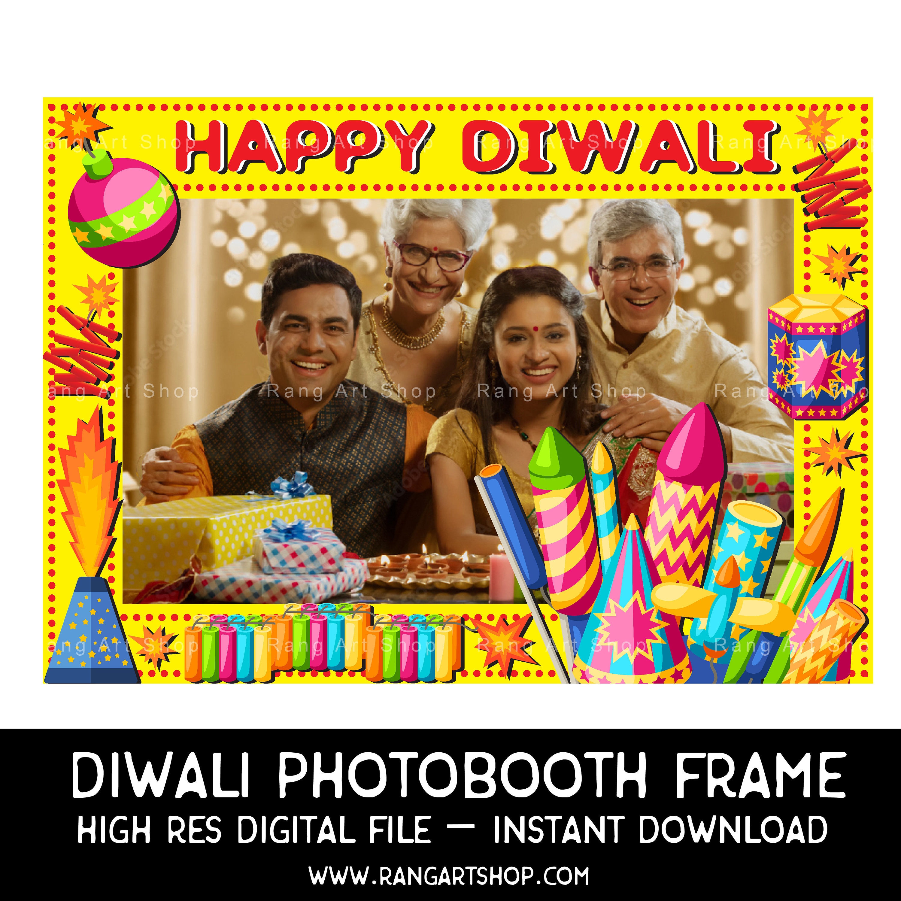 Happy Diwali Party Photobooth Frame Indian Printed Custom Selfie Frame ...