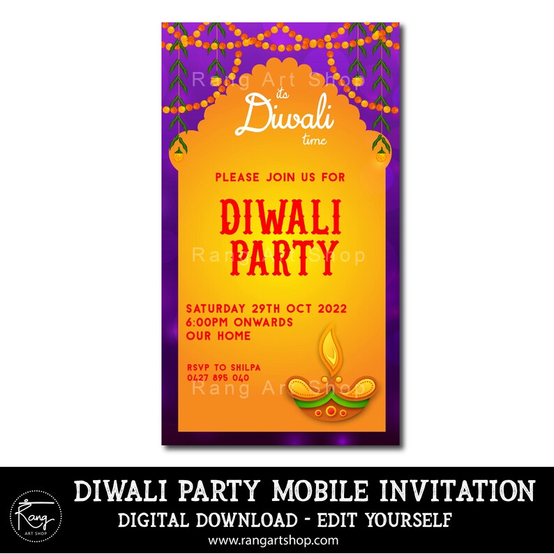 Diwali Invite - Diwali Invitation - Diwali Mobile Phone Invite - Diwali ...