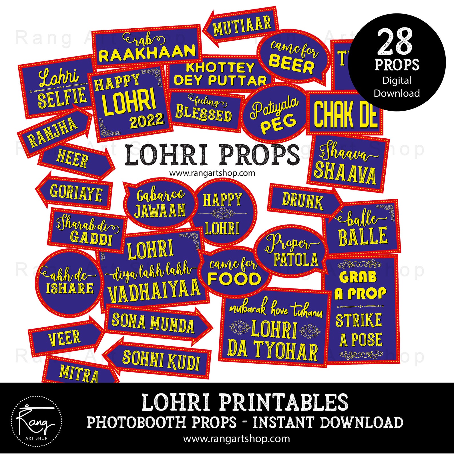 Lohri Photo Booth Props Bollywood Theme Props indian Festival ...