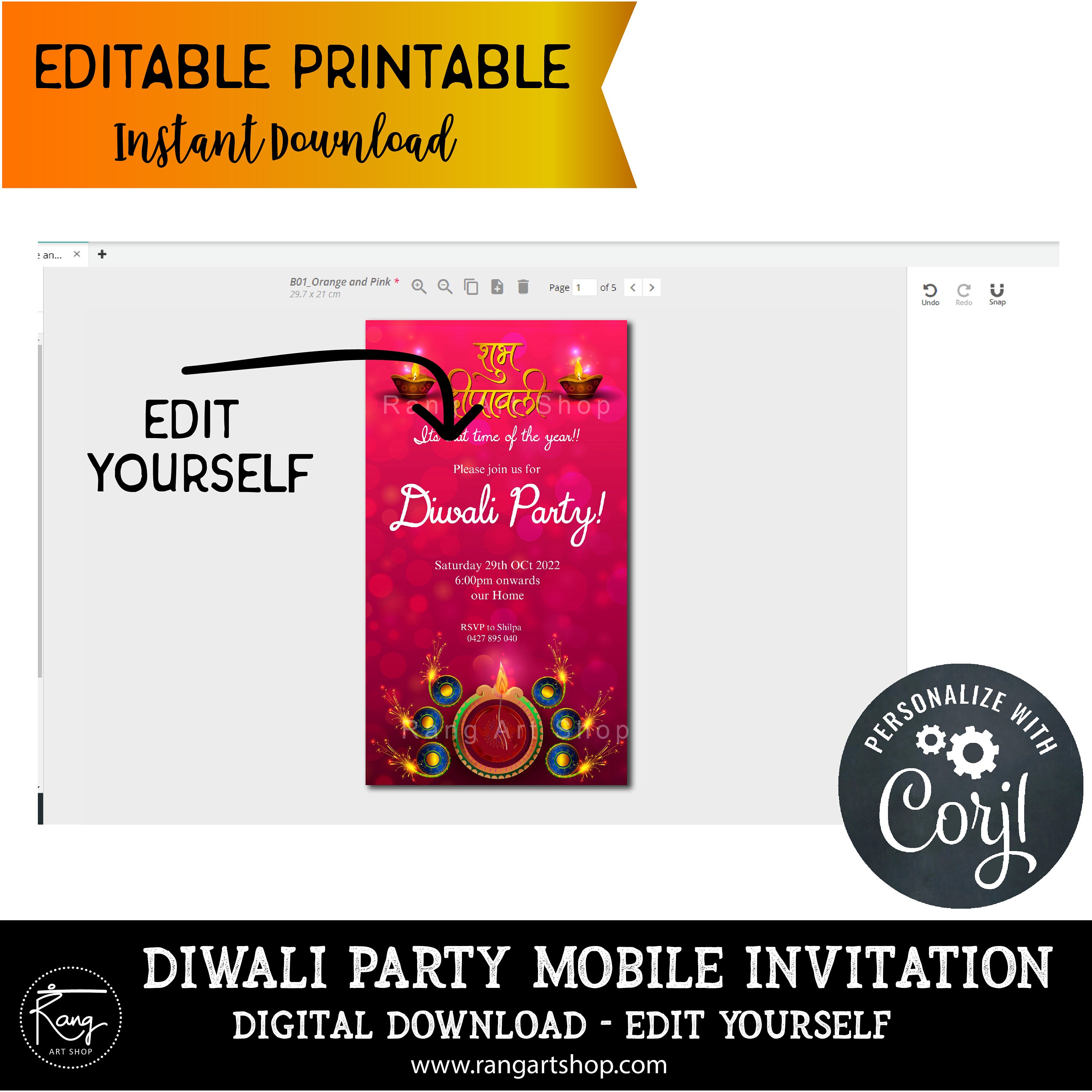 Diwali Invite - Diwali Invitation - Diwali Mobile Phone Invite - Diwali ...