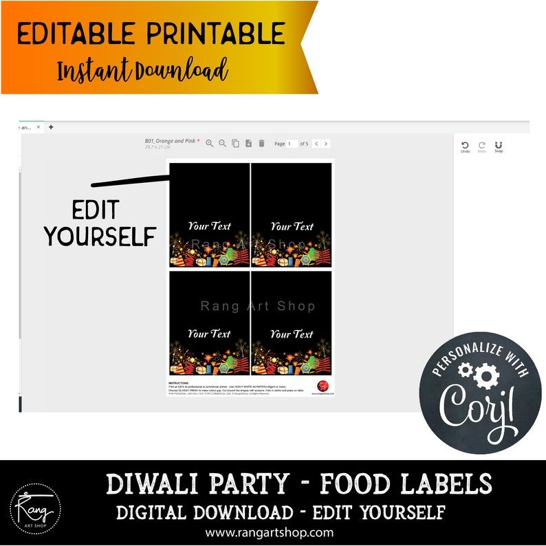 Diwali Editable Food Labels Diwali Tent Card Diwali Party - Etsy