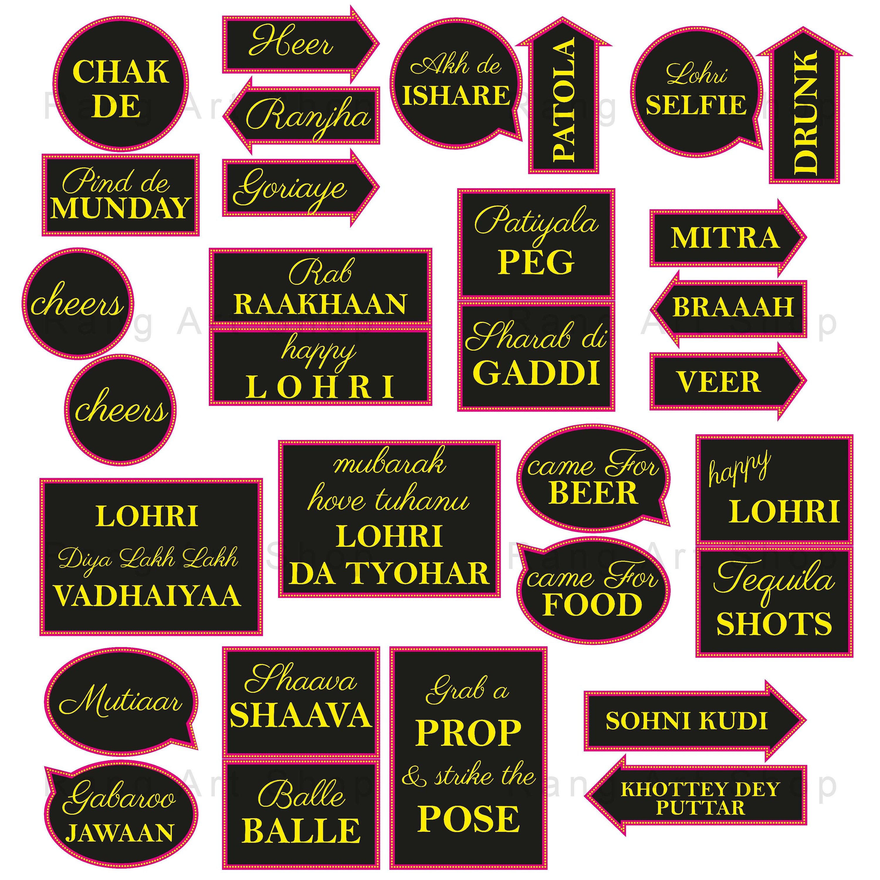 Lohri Photo Booth Props - 30 Bollywood Theme Props -indian Festival ...