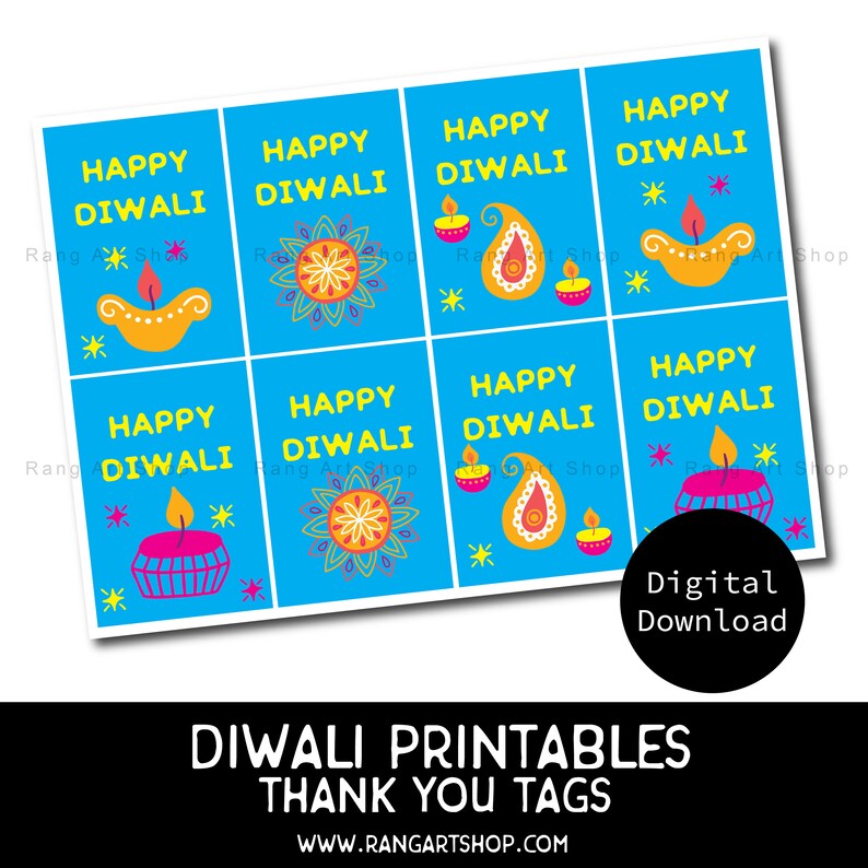 HAPPY DIWALI Thank You Tag - Diwali Party Favour Tags Diwali Deepavali ...